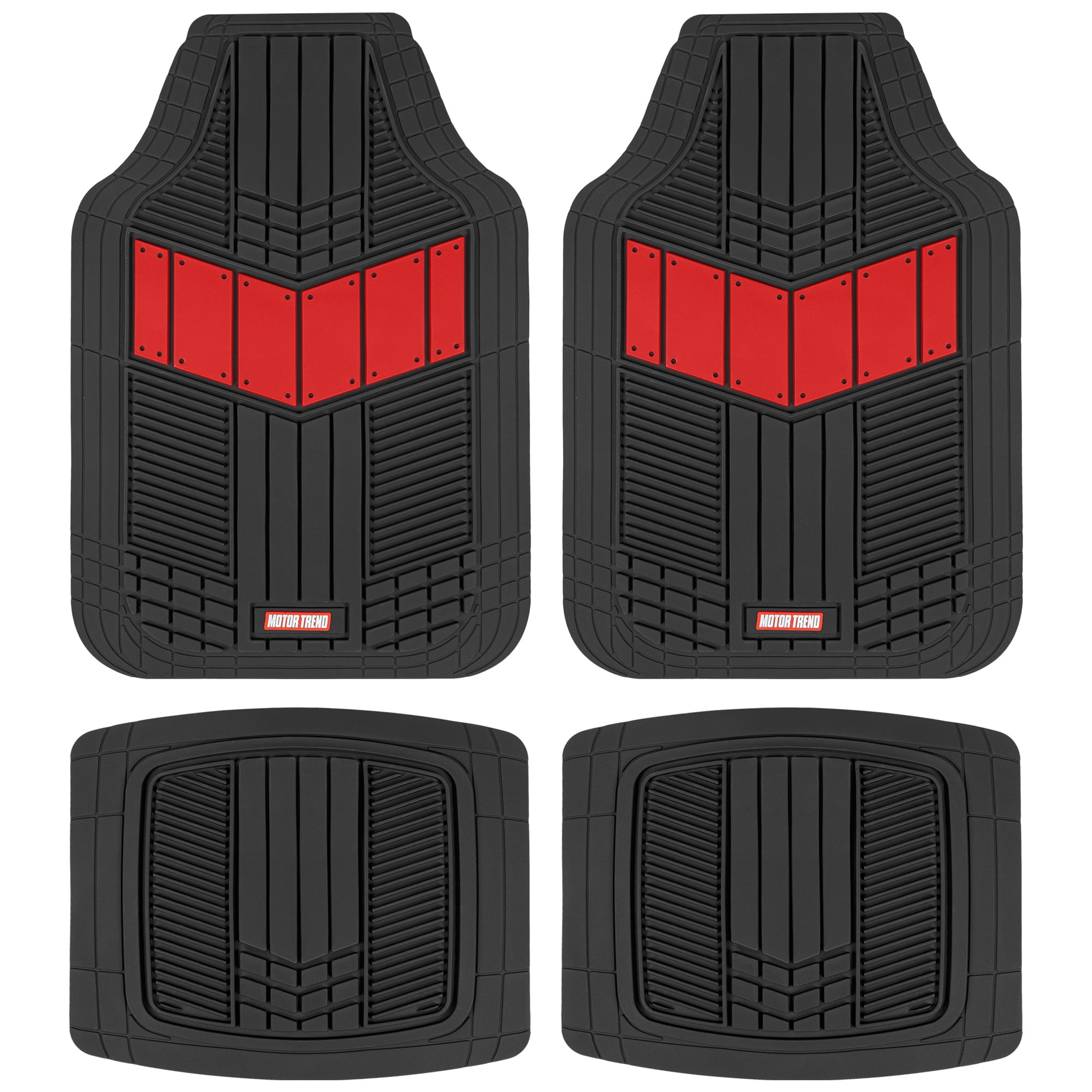 BDK Rubber Car Floor Mats All Weather Waterproof 4-Piece Sporty Two ...