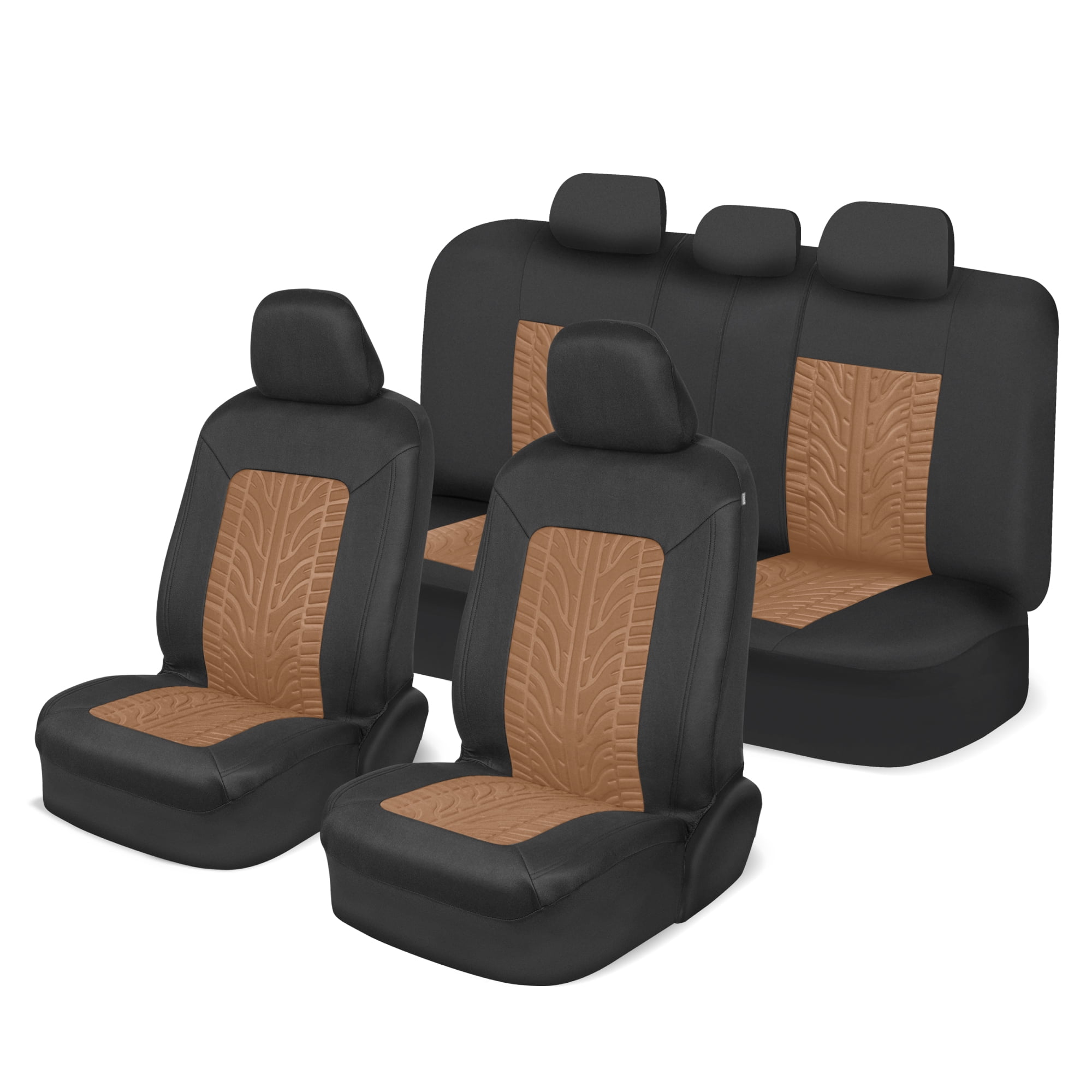 Motor Trend GrandPrix Seat Covers for Cars Black & Beige Tire Tread ...