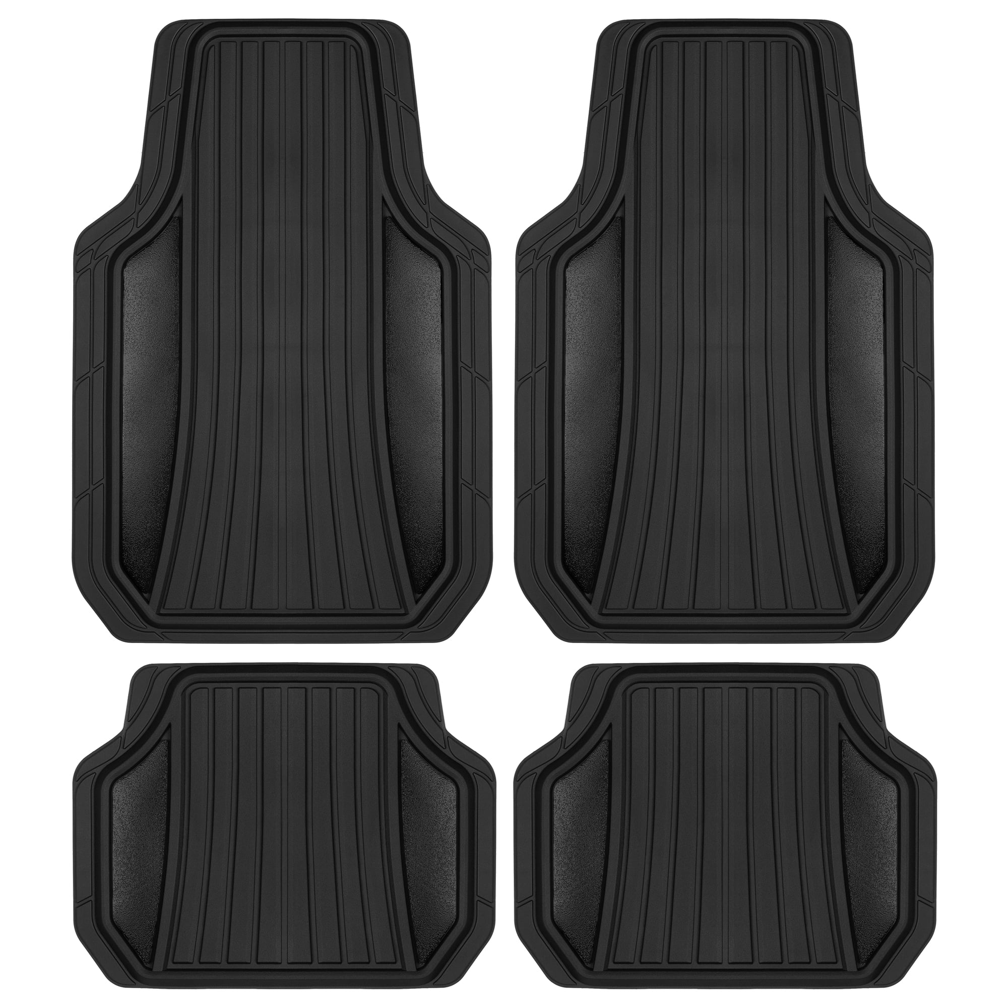 Motor Trend Two Tone Shield Black and Gloss Black Car Floor Mats ...