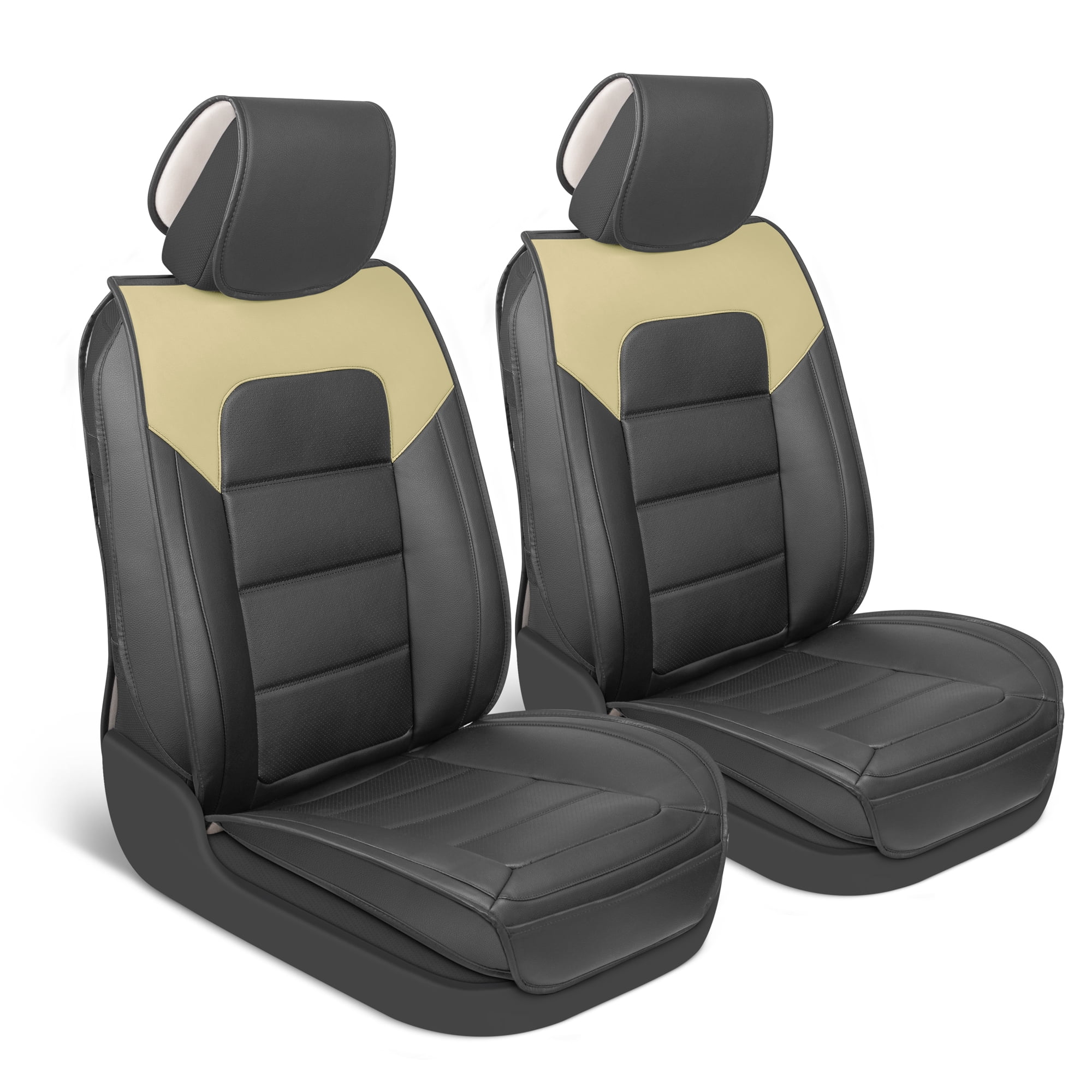 MotorBox Car Seat Covers Classic Edition Faux Leather Black & Beige ...
