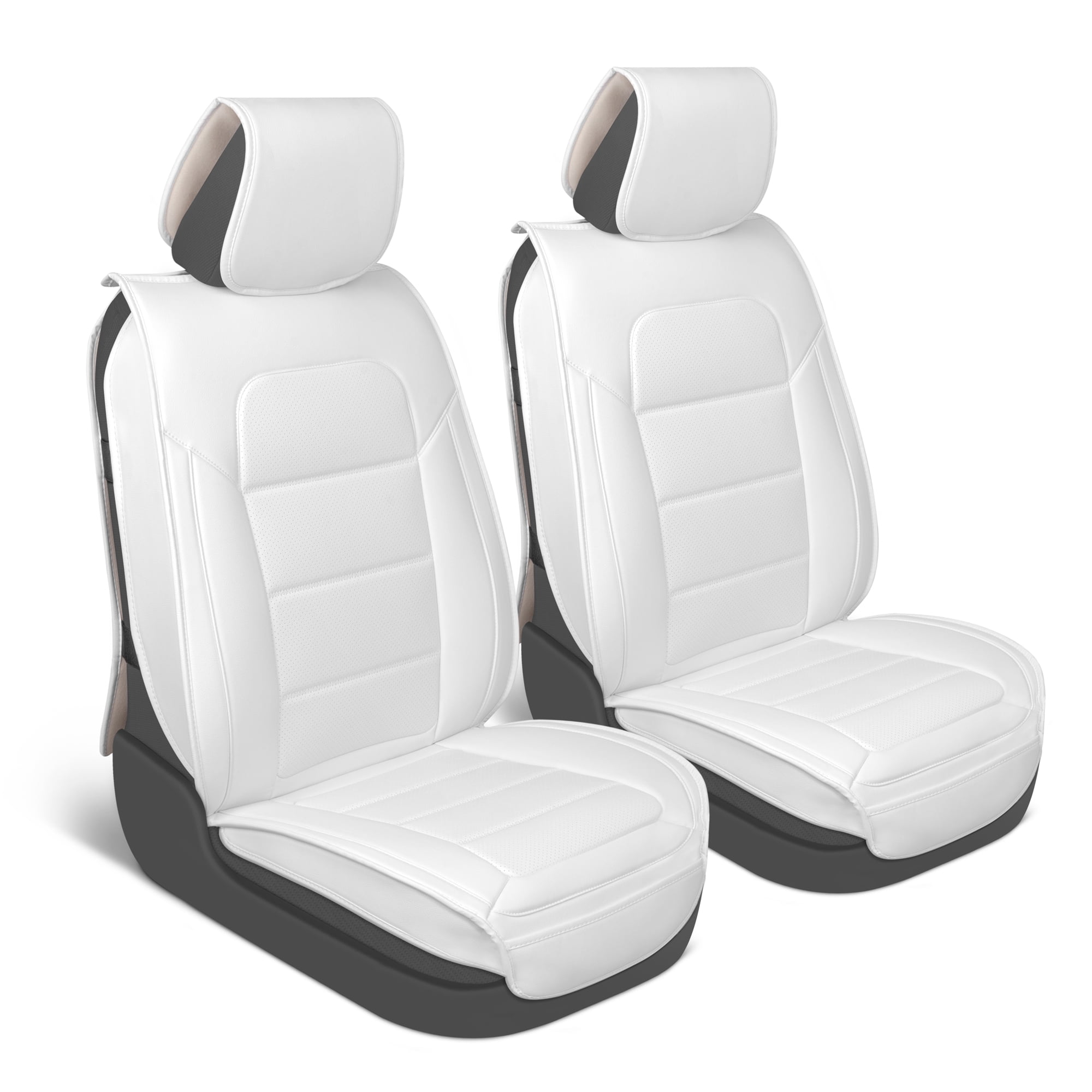 Motorbox, Inc White Faux Leather Car Seat Covers, Perforated ...