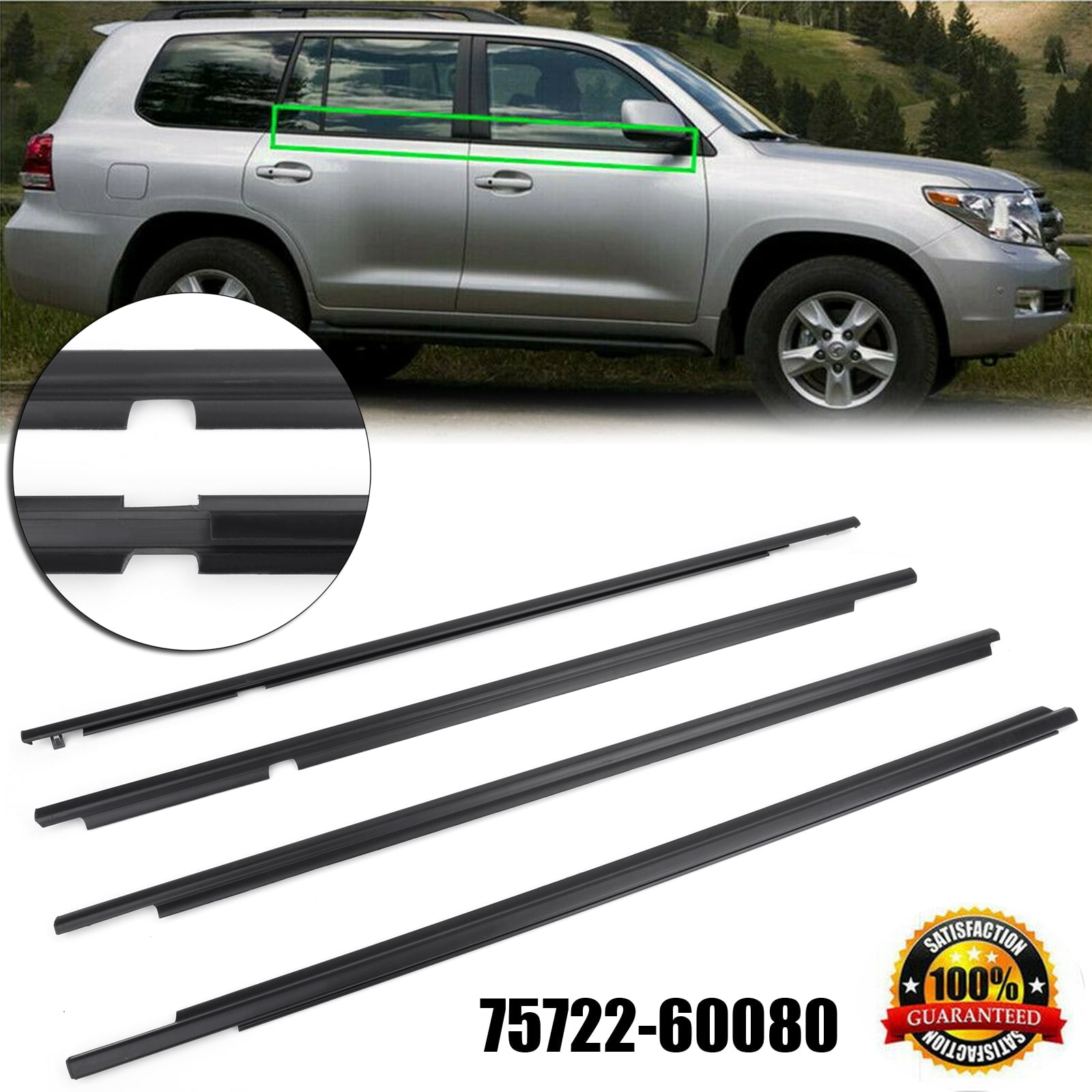 MotorGenic 4PCS 75722-60080 Weatherstrip Window Belt Moulding For LEXUS ...
