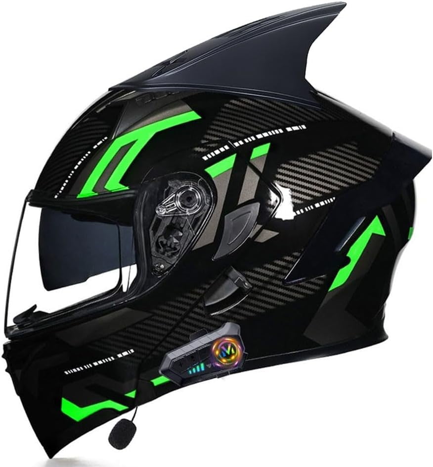 Motorbike Helmets Bluetooth Flip up Modular High Strength Shell ...