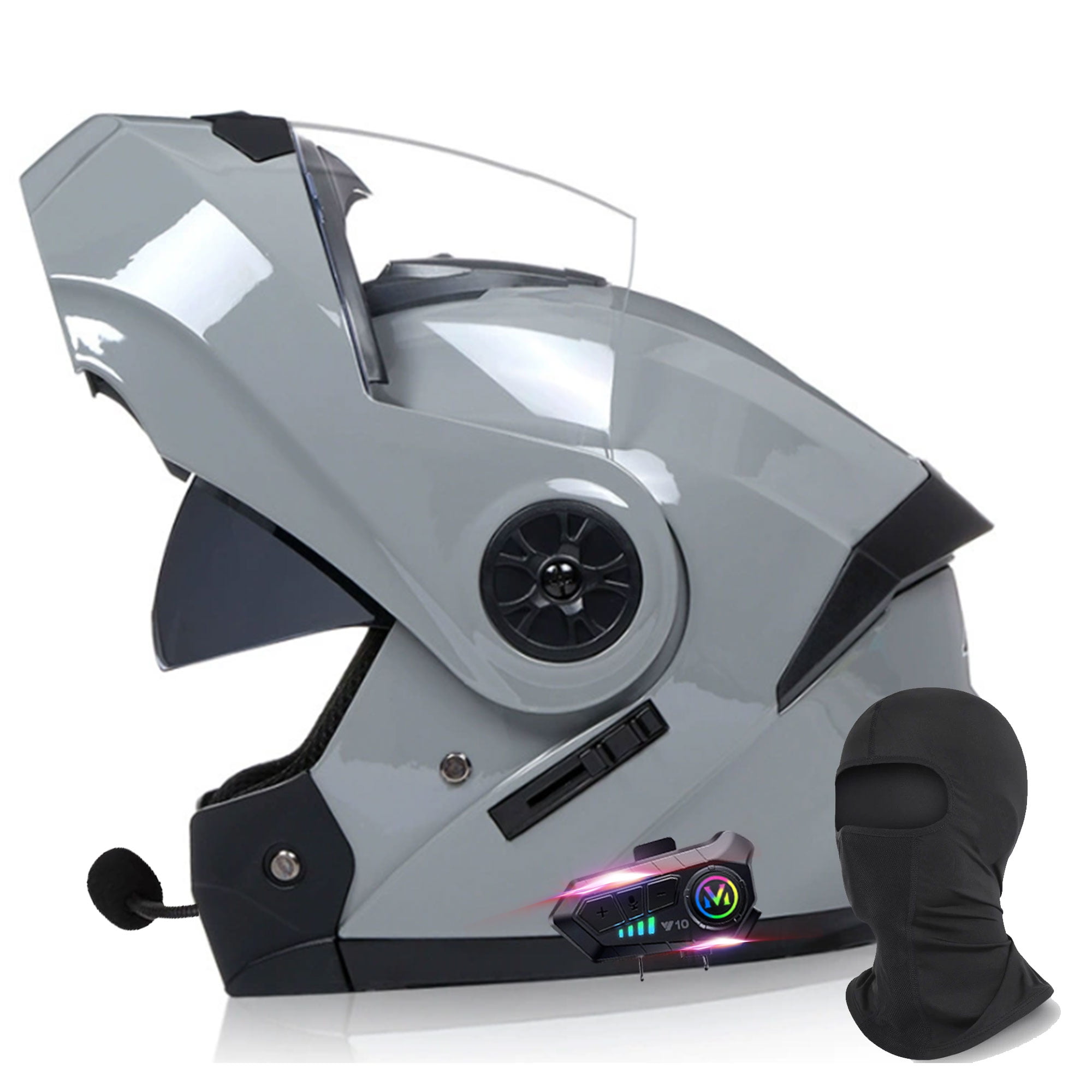 Motorbike Helmets Bluetooth Flip up Modular High Strength Shell ...