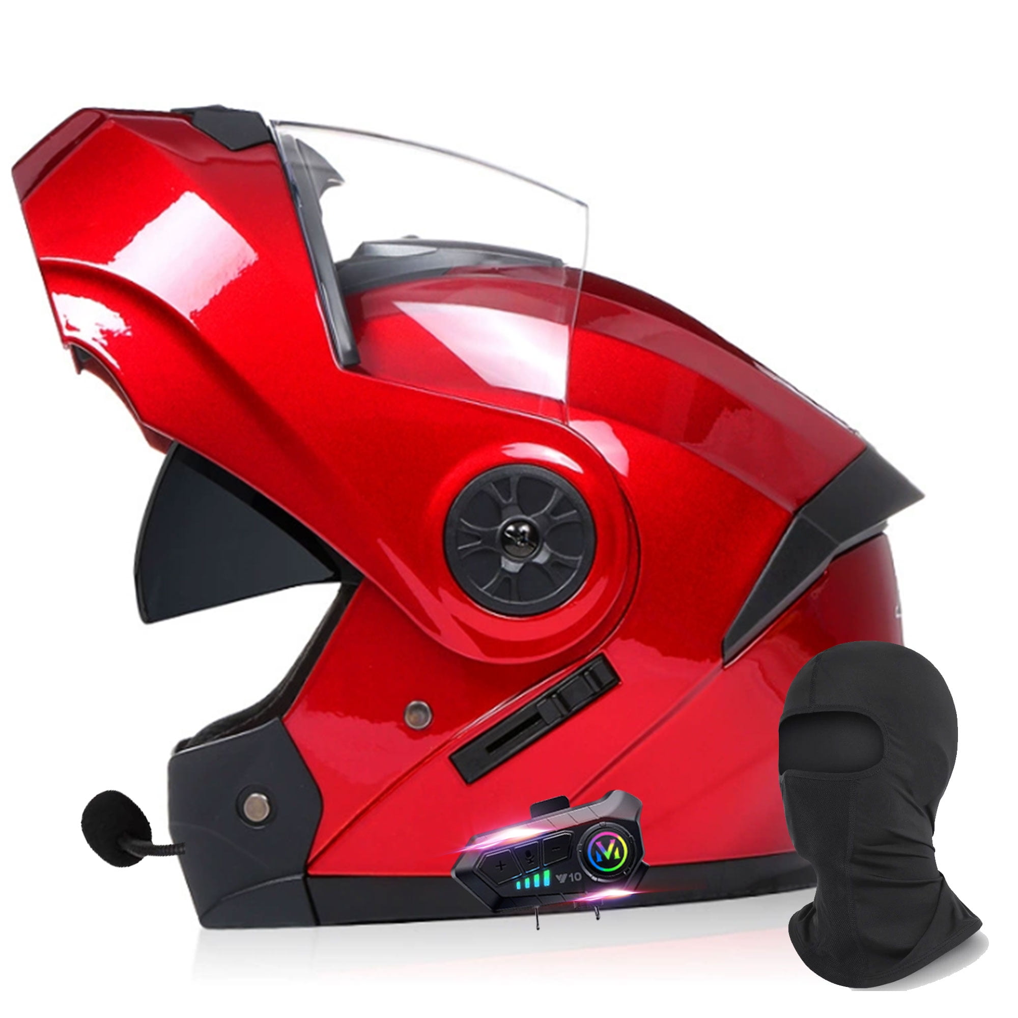 Motorbike Helmets Bluetooth Flip up Modular High Strength Shell ...