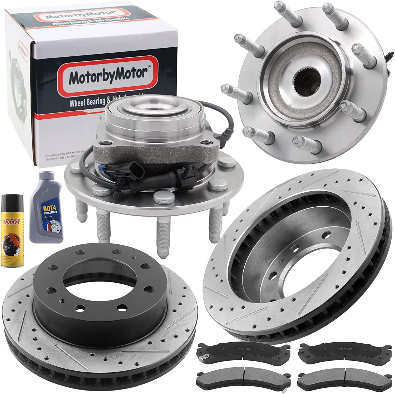 MotorbyMotor 4WD Front Brake Rotors & Pads Including CLEANER DOT4 FLUID ...