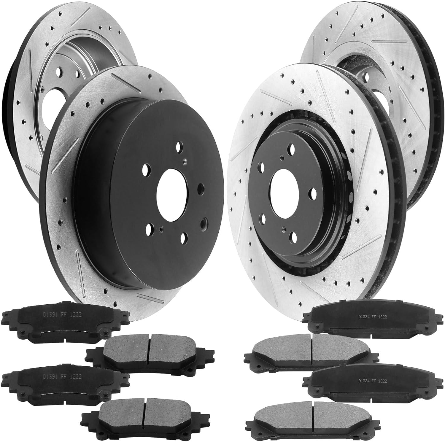 MotorbyMotor Front Rear Brake Kit Rotors and Ceramic Pads Replacement ...