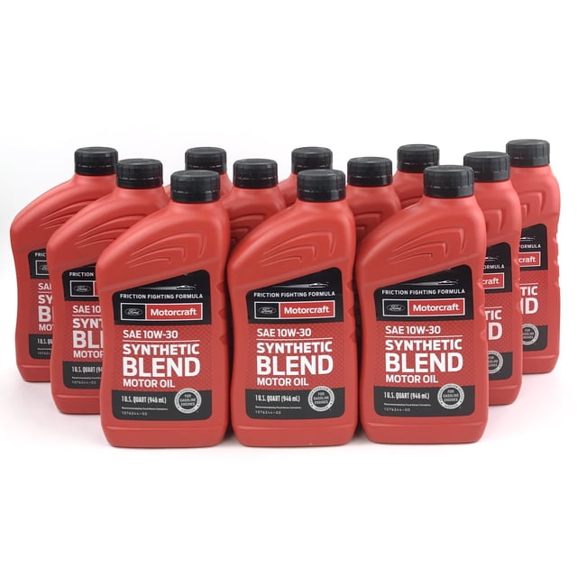 Motorcraft SAE 10W30 Synthetic Blend Motor Oil 12 Quarts Ford OEM Oil ...