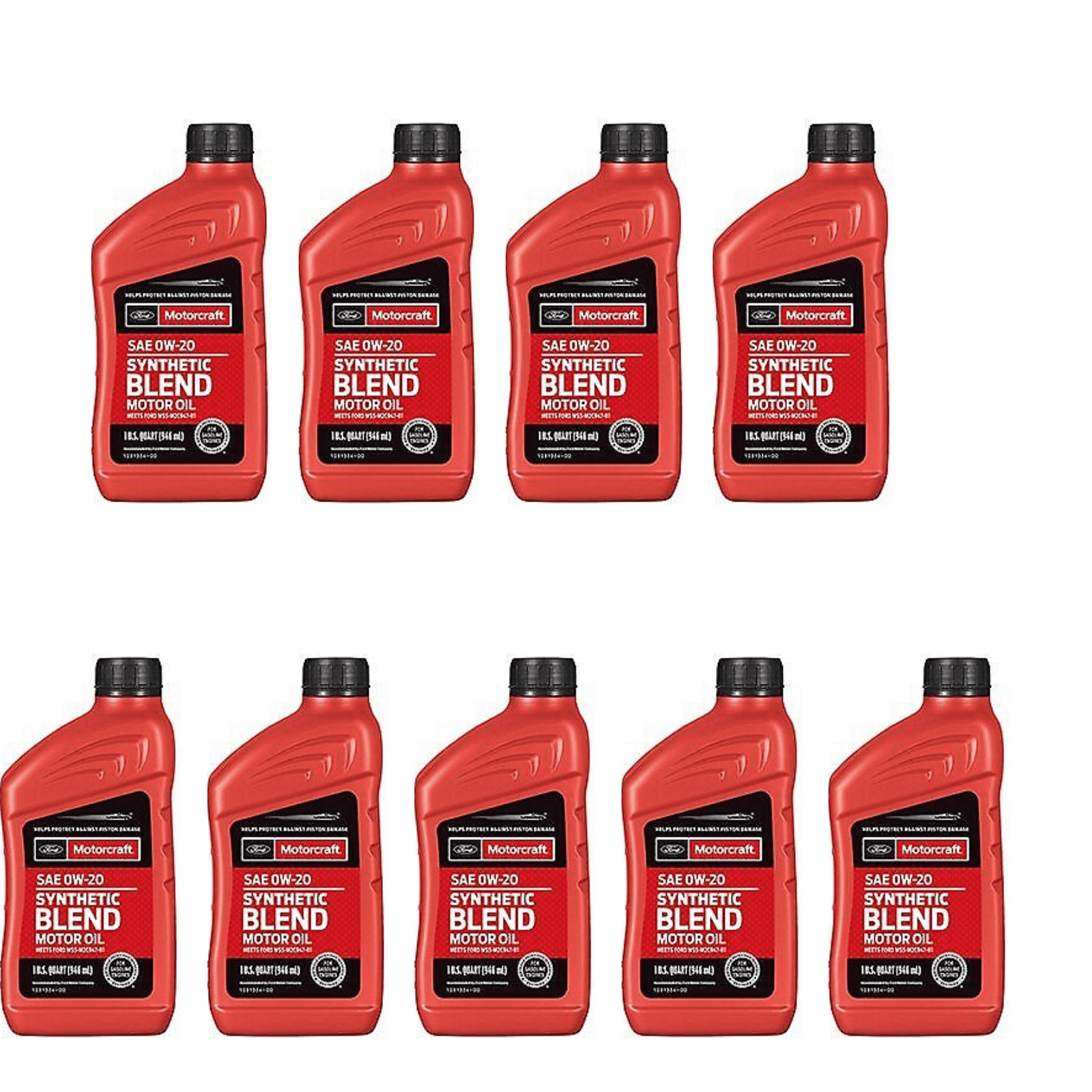 Motorcraft XO0W20Q1SP SAE 0W-20 Synthetic Blend Motor Oil Pack of 9 ...