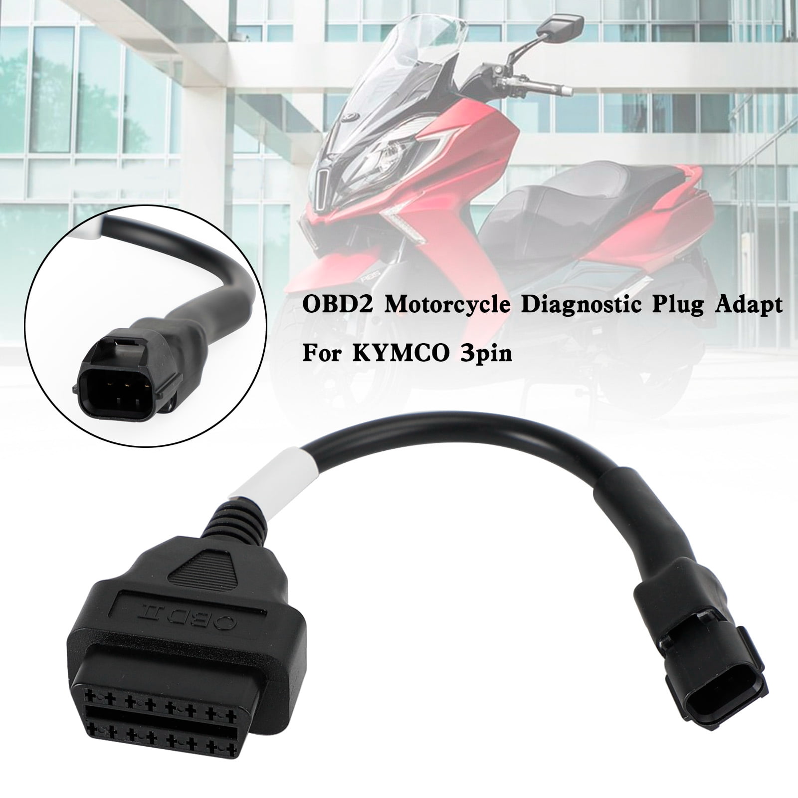 Motorcycle 3 Pin To 16 Pin OBD Adapter OBD2 Diagnostic Cable Connector ...