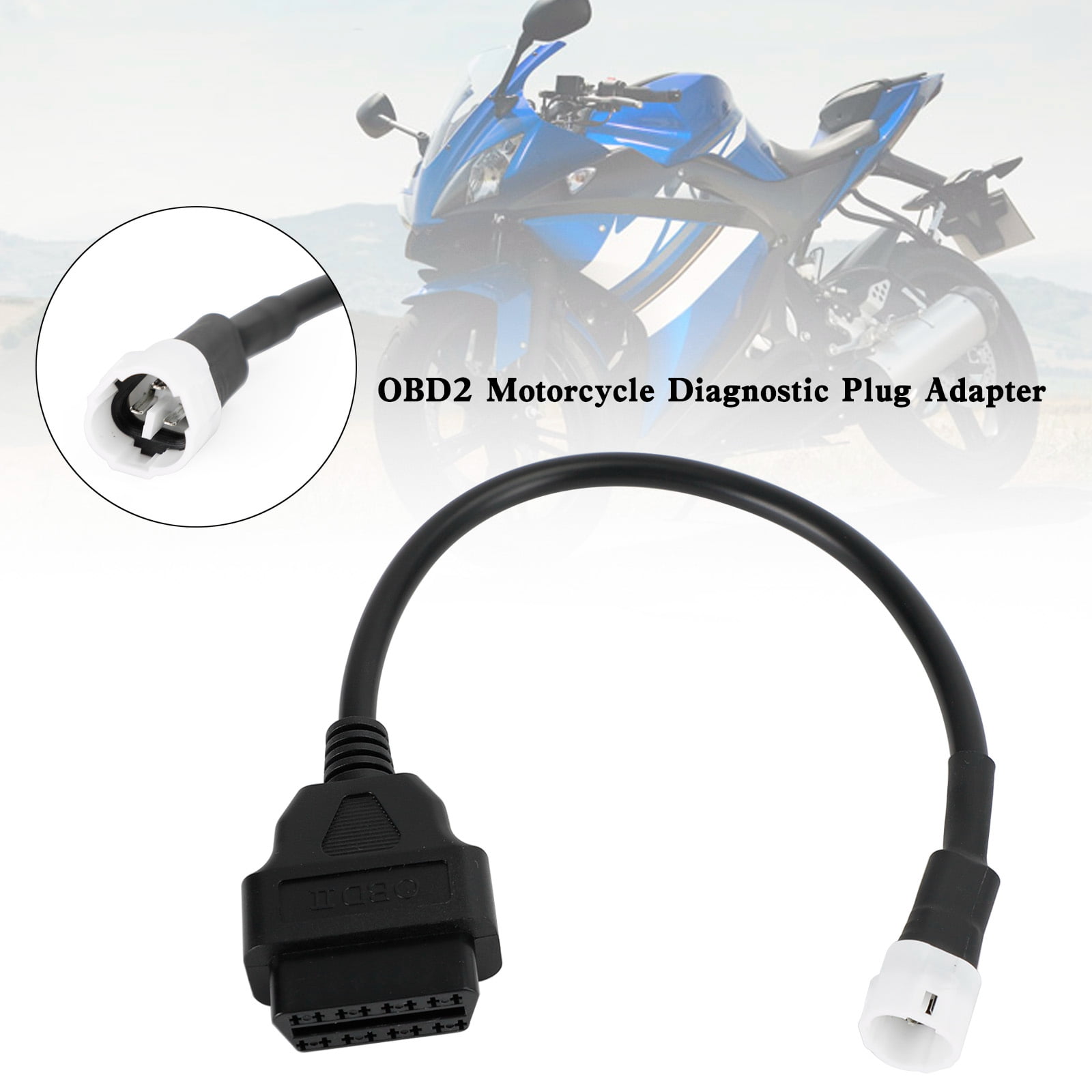 Motorcycle 3 Pin to OBD2 Diagnostic Adapter Code Scanner Cable For ...