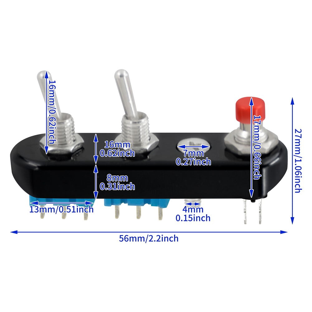 Motorcycle 7/8" 1" Handlebar Switch Toggle Push Button ON/OFF/ON Block ...