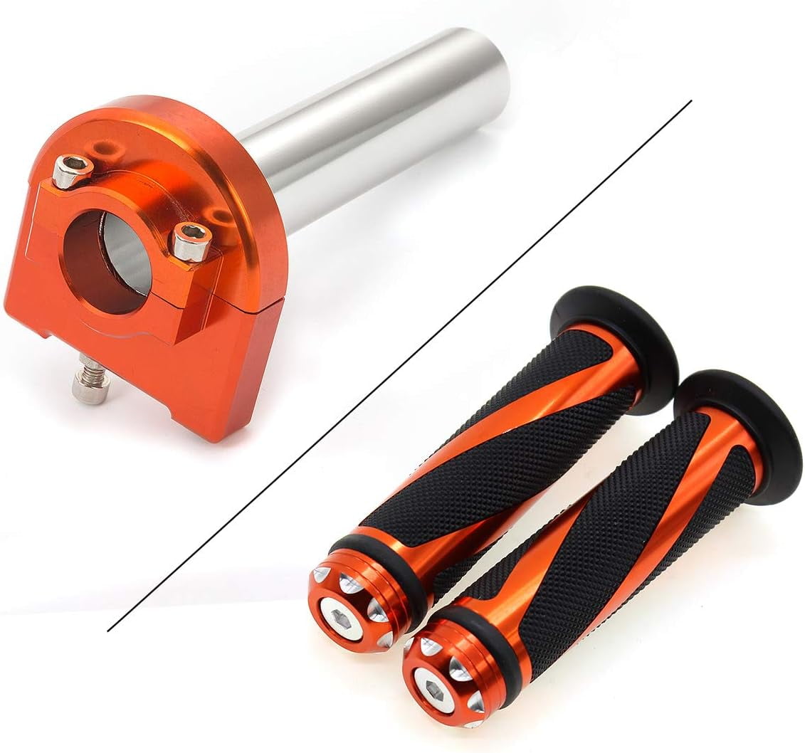 Motorcycle 7/8" Handle bar Hand Grips with Anodized CNC Quick Twist ...