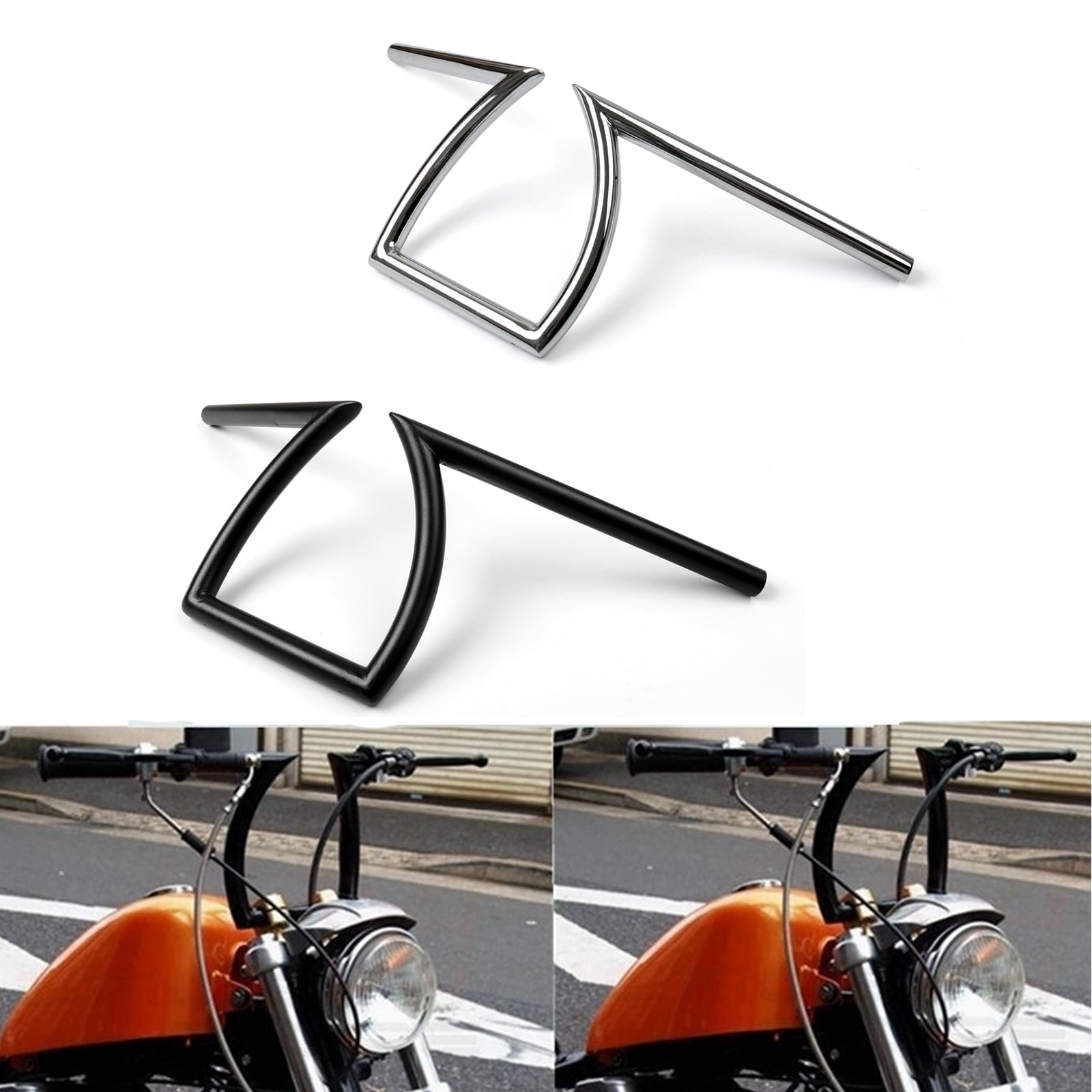 Motorcycle 7/8" Z Handlebar Drag Bars For Honda Yamaha Suzuki Chopper ...