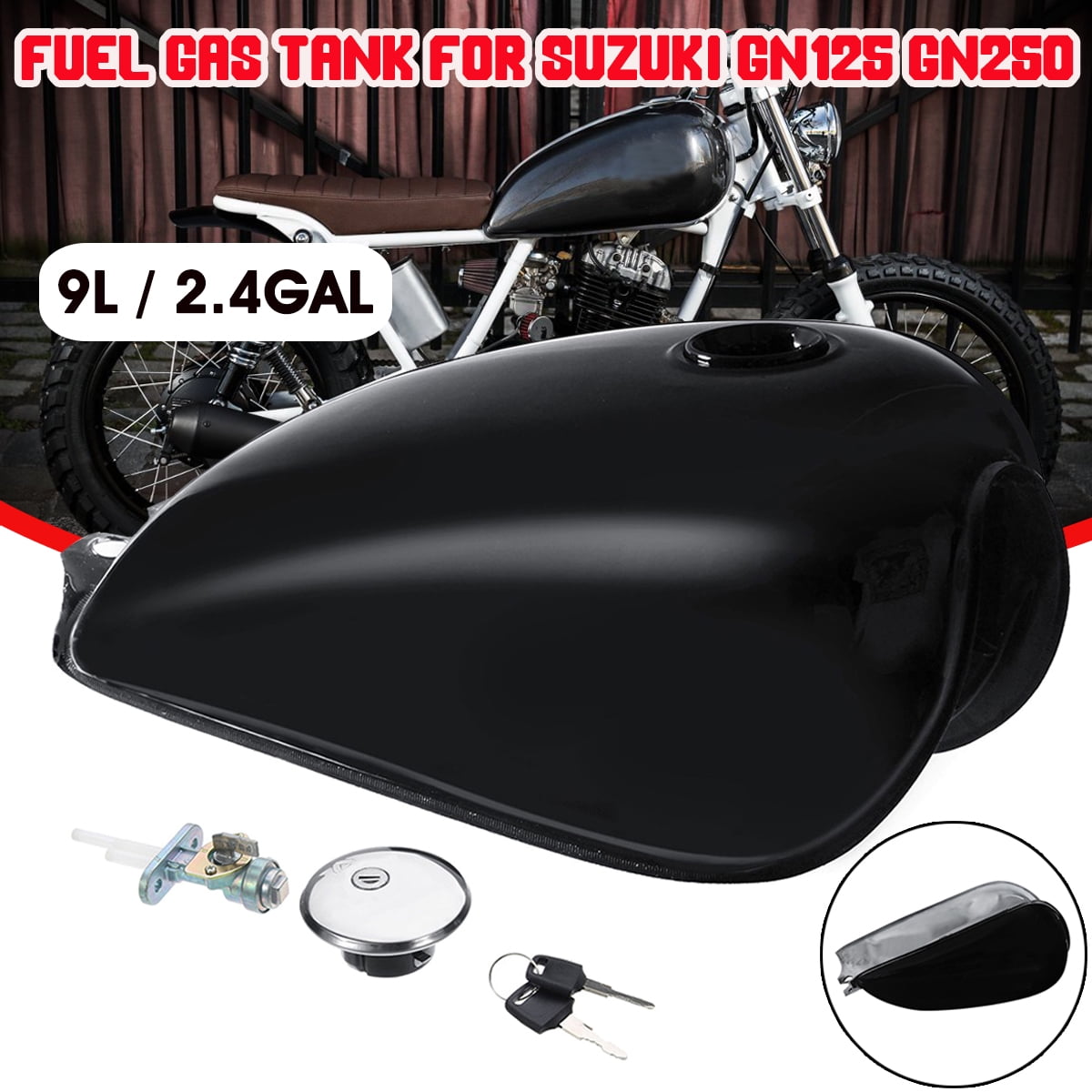 Motorcycle 9L 2.4 Gallon Cafe Racer Vintage Fuel Gas Tank For Suzuki ...