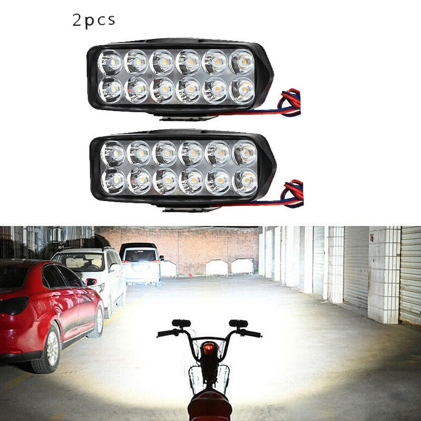 Motorcycle ATV Spotlight 12 Bead Rearview Mirror LED Light Reflector ...