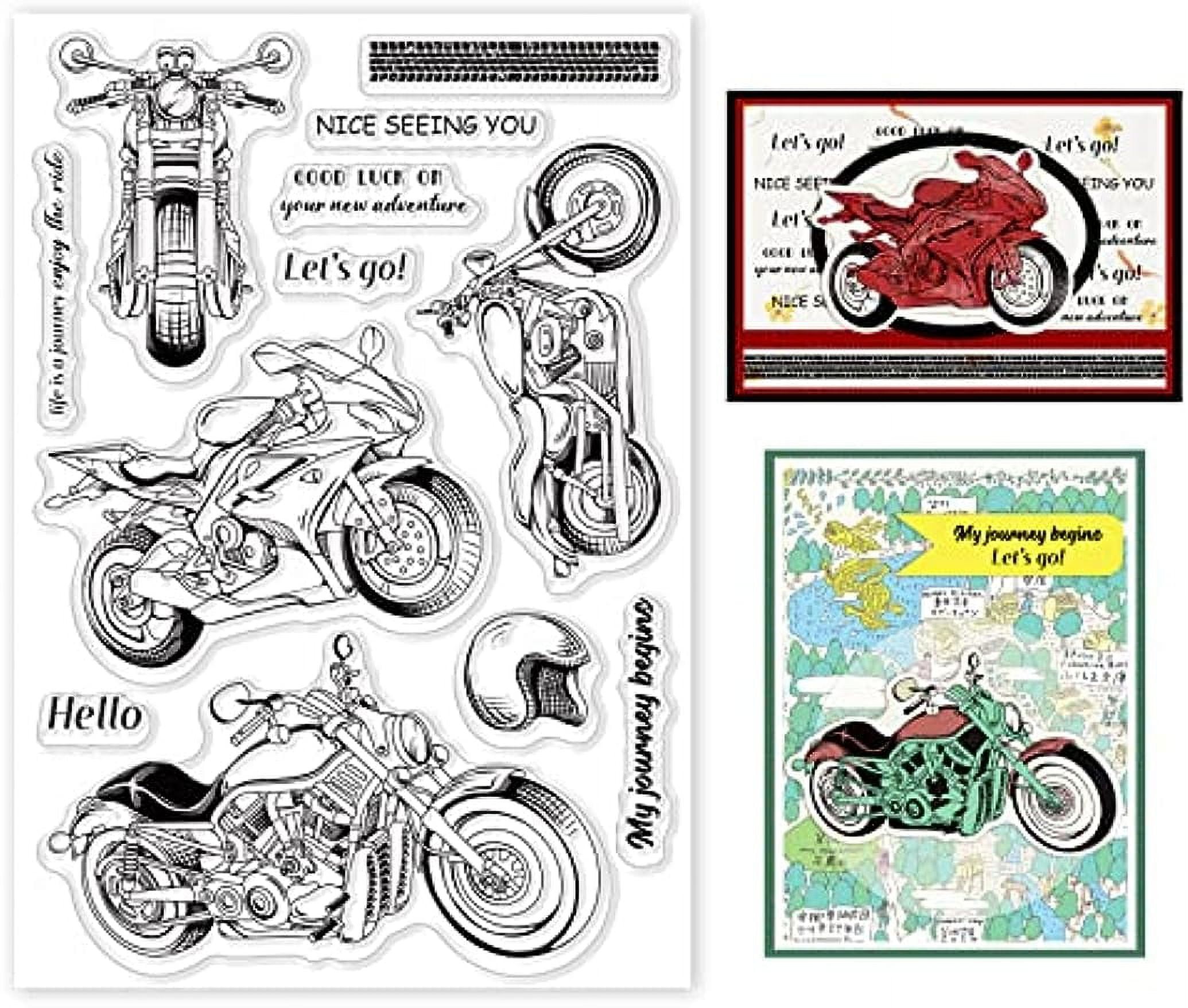 Motorcycle Adventure Clear Stamps for DIY Scrapbooking Travel Vehicles ...