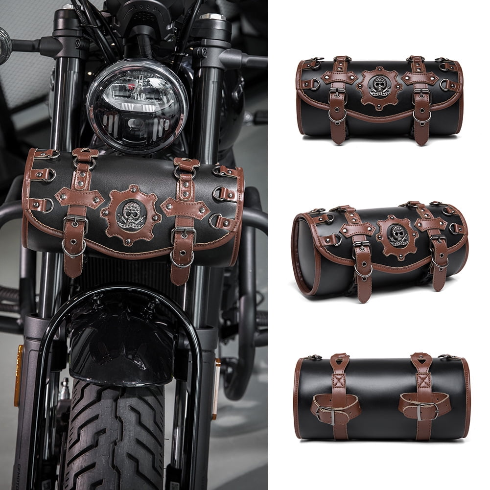 Motorcycle Bag, Punk Retro PU Leather Bag with Rivets, Biker Storage ...