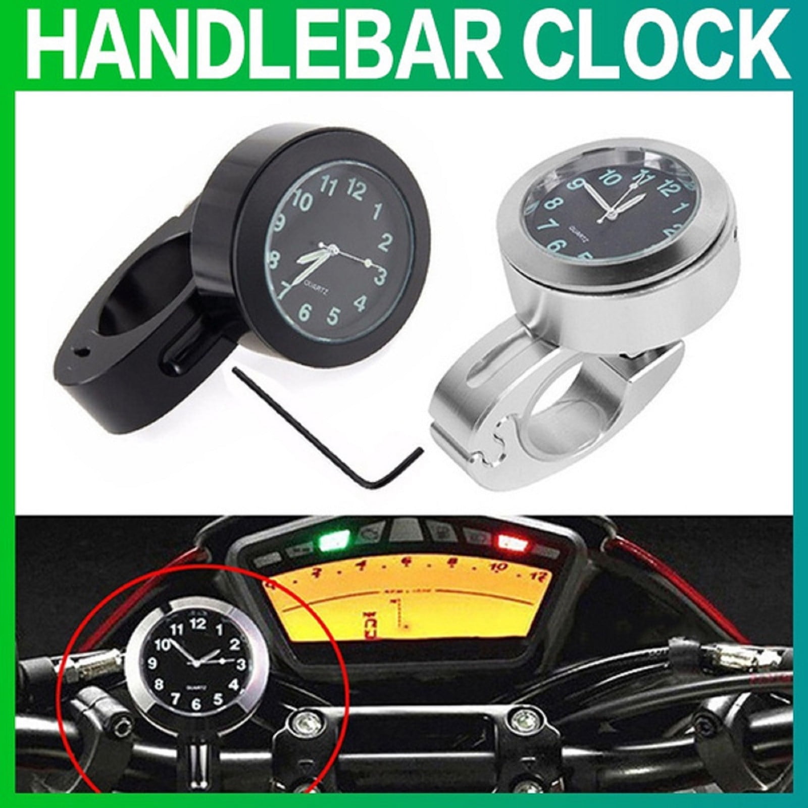 Motorcycle Bicycle Watch Handlebar Watch Refitting Accessories Metal ...
