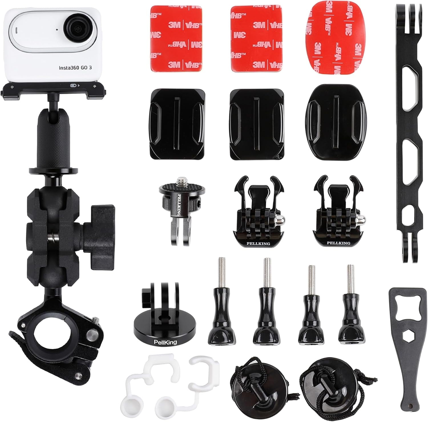 Motorcycle Bike Handlebar Helmet Mount Bundle for Insta360 ONE GO 3,X3 ...