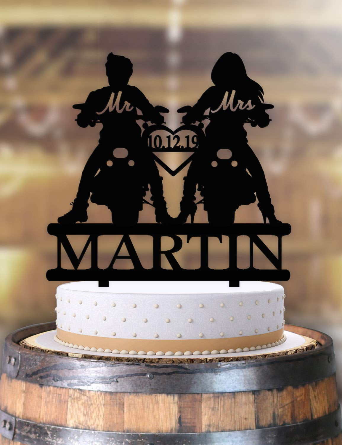 Motorcycle Biker Couple Wedding Cake Topper Personalized - Walmart.com