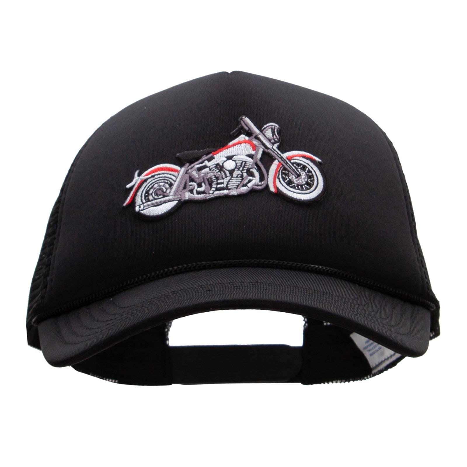 Motorcycle Biker Patched Summer Foam Mesh Trucker Cap - Black OSFM ...