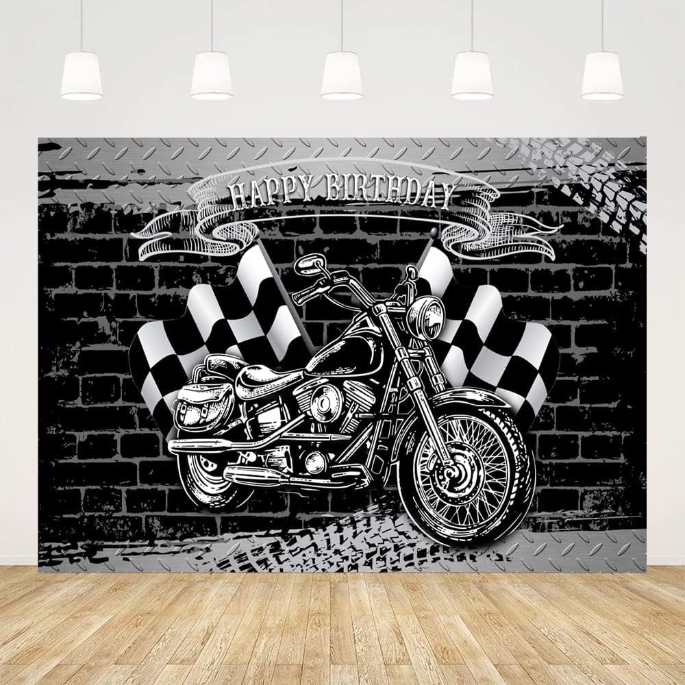 Motorcycle Birthday Party Backdrop for Photography Cool Black ...