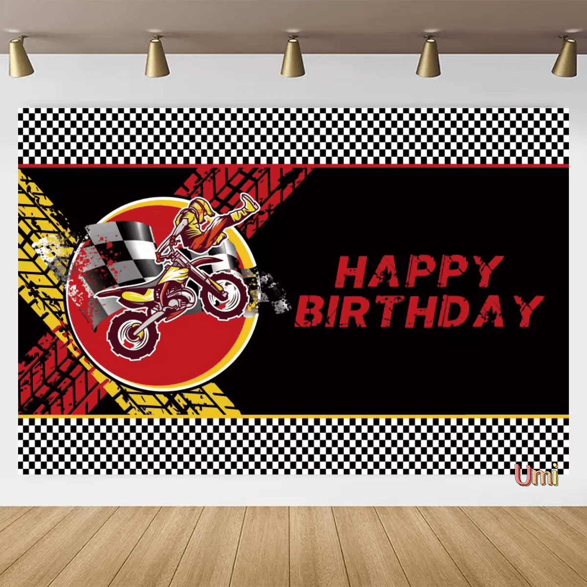 Motorcycle Birthday Party Theme Background Red and Black Off road ...