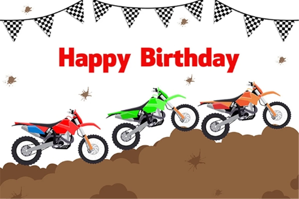 Motorcycle Birthday Photography Backdrop For Boy Motocross Racing ...