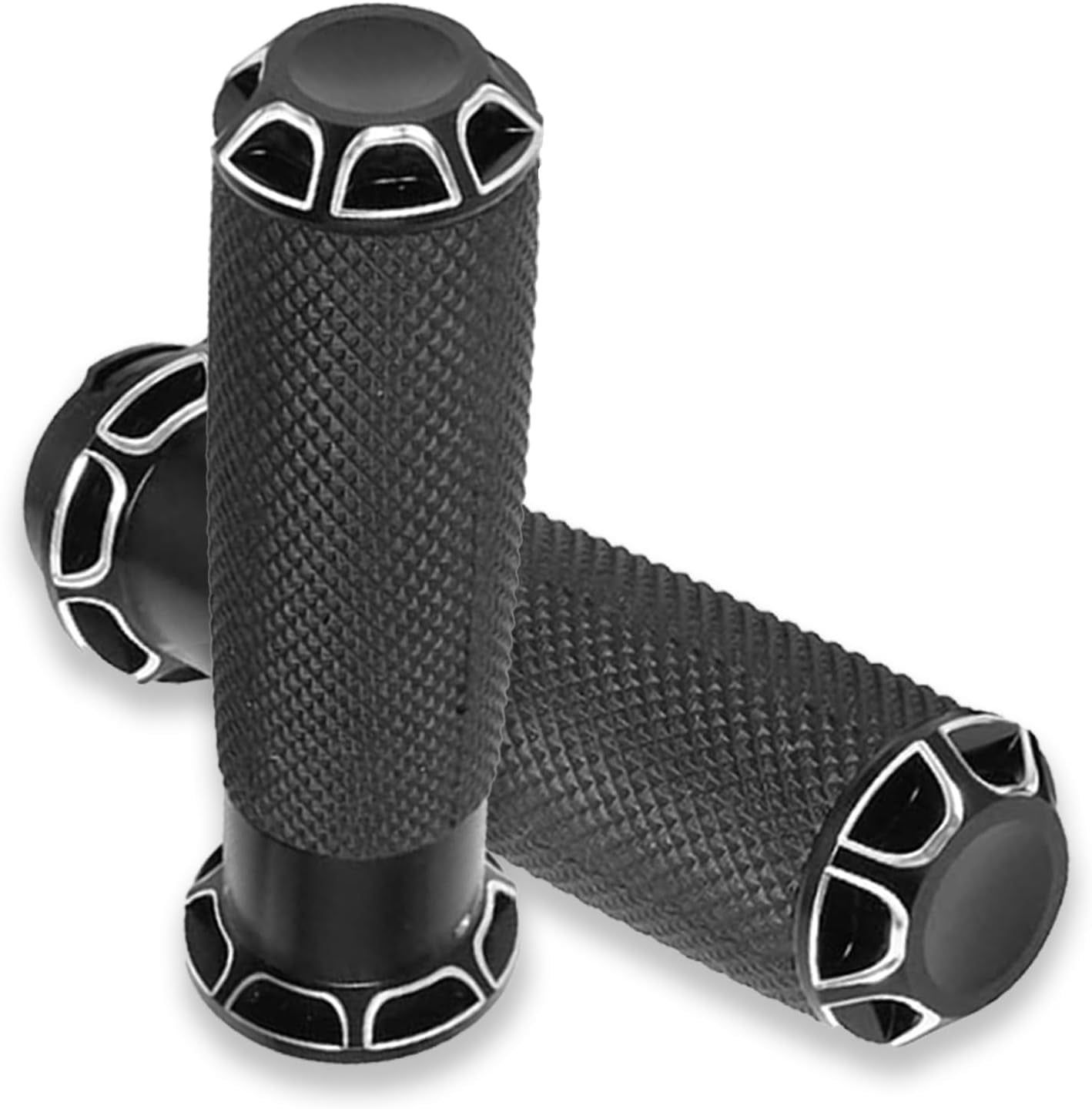 Motorcycle Black Hand Grips - 1 Inch Handlebar Grips Universal Black ...