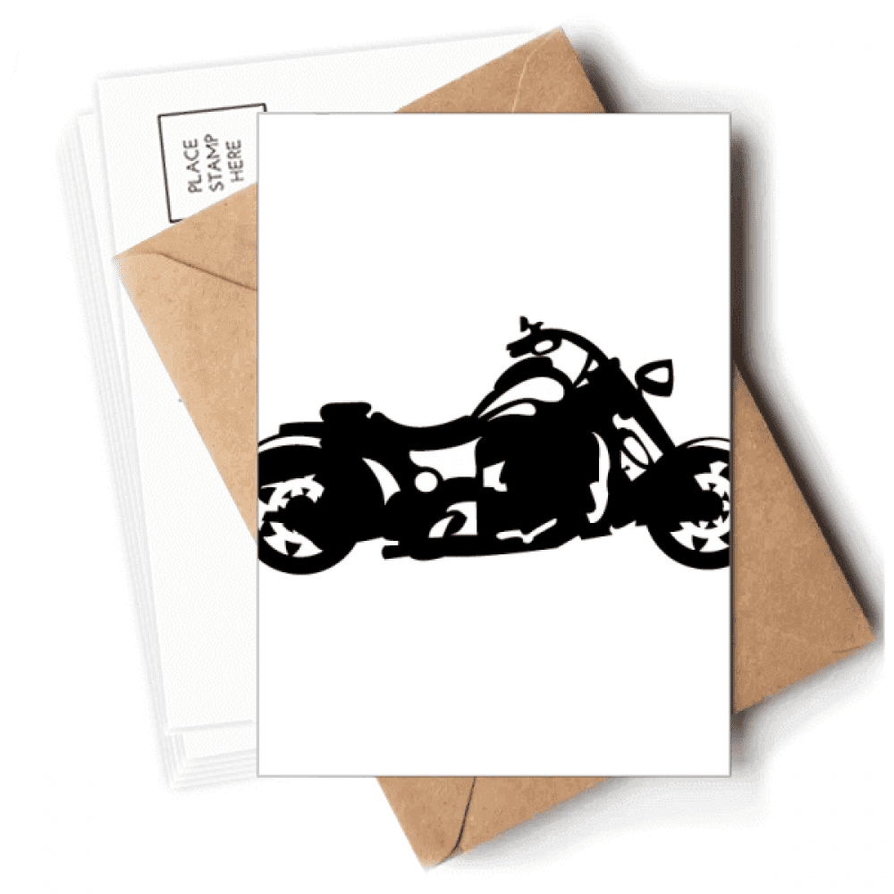 Motorcycle Black Illustration Pattern Postcards Envelopes Blank Note ...