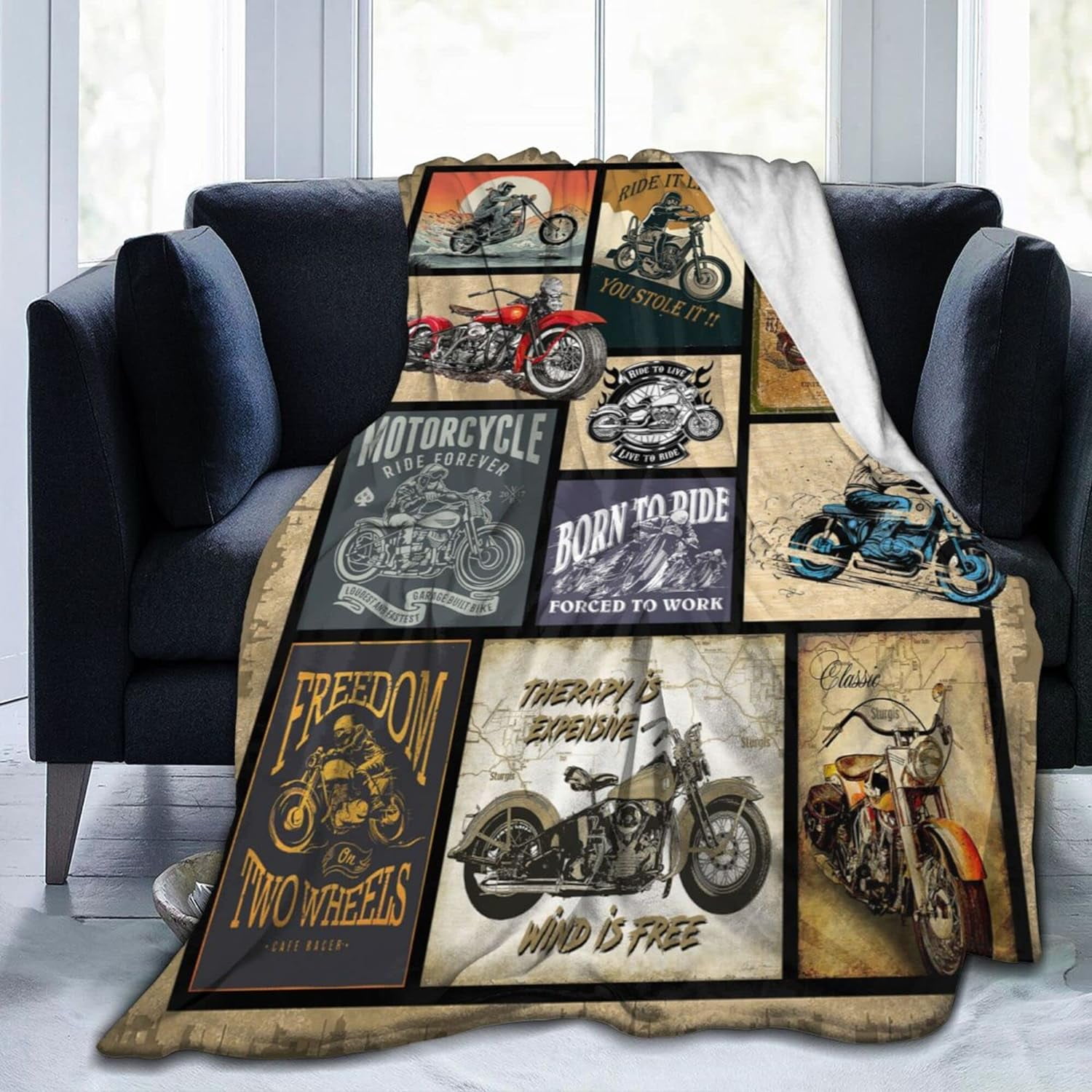 Motorcycle Blanket Gifts for Men and Women Throw Blanket for Couch Sofa ...