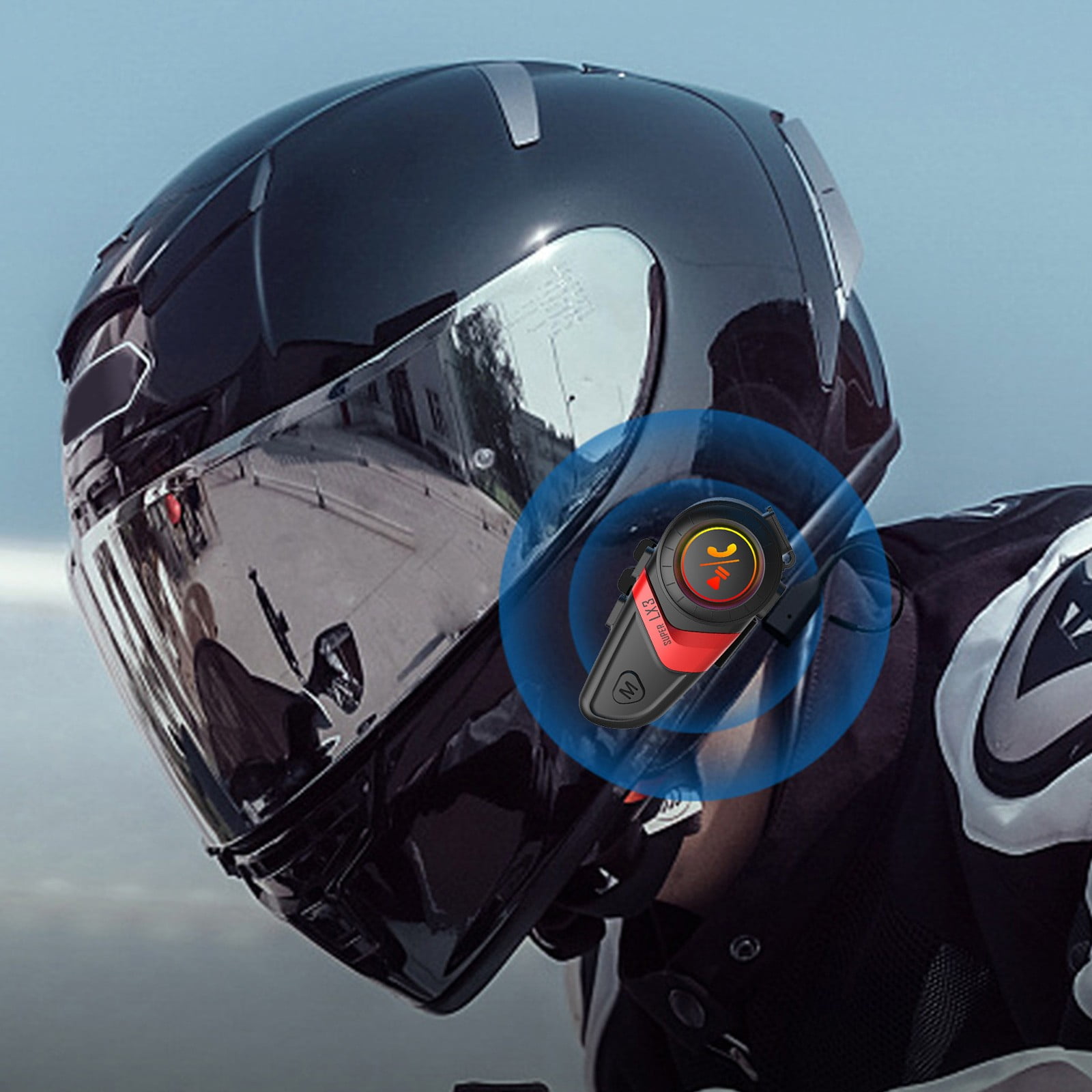 Motorcycle Bluetooth Headset【HiFi Stereo Sound】【RGB Lights】Clear Calls ...