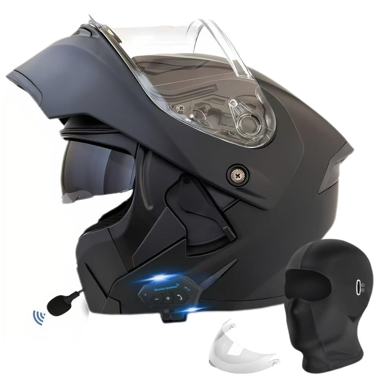 Motorcycle Bluetooth Modular Helmet, DOT Approved Flip Up Full Face ...