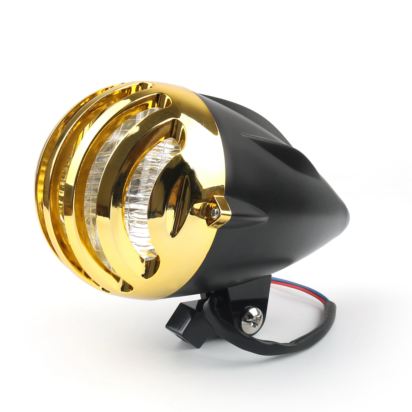 Motorcycle Bullet Headlight Lamp Black For Cafe Racer Bobber Chopper ...