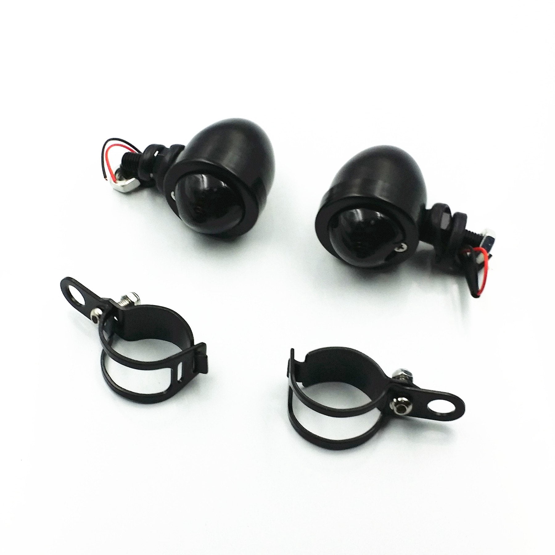 Motorcycle Bullet Turn Signal Light Indicator + Front Fork Clamps ...