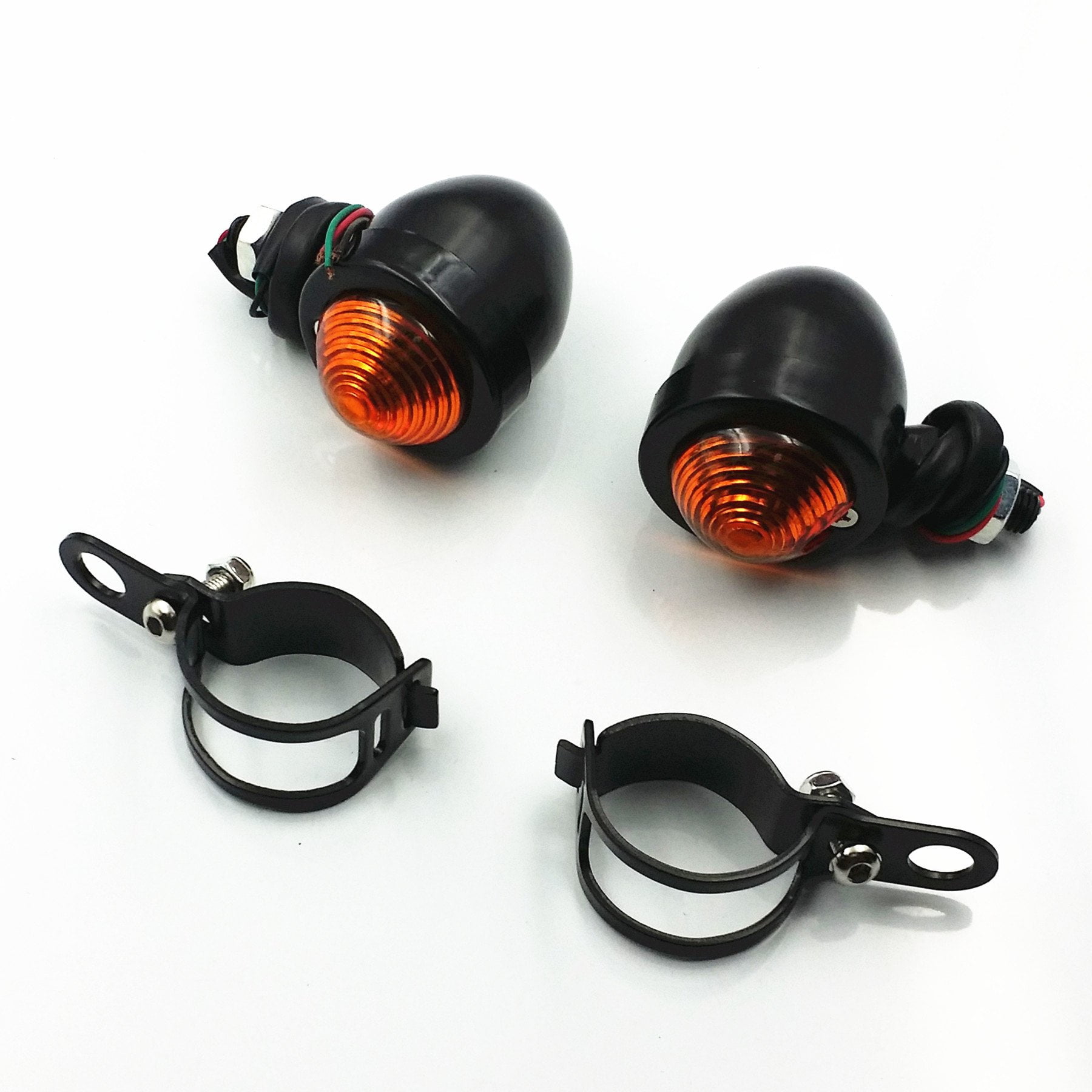 Motorcycle Bullet Turn Signal Running Light Fork Clamps Relocater ...