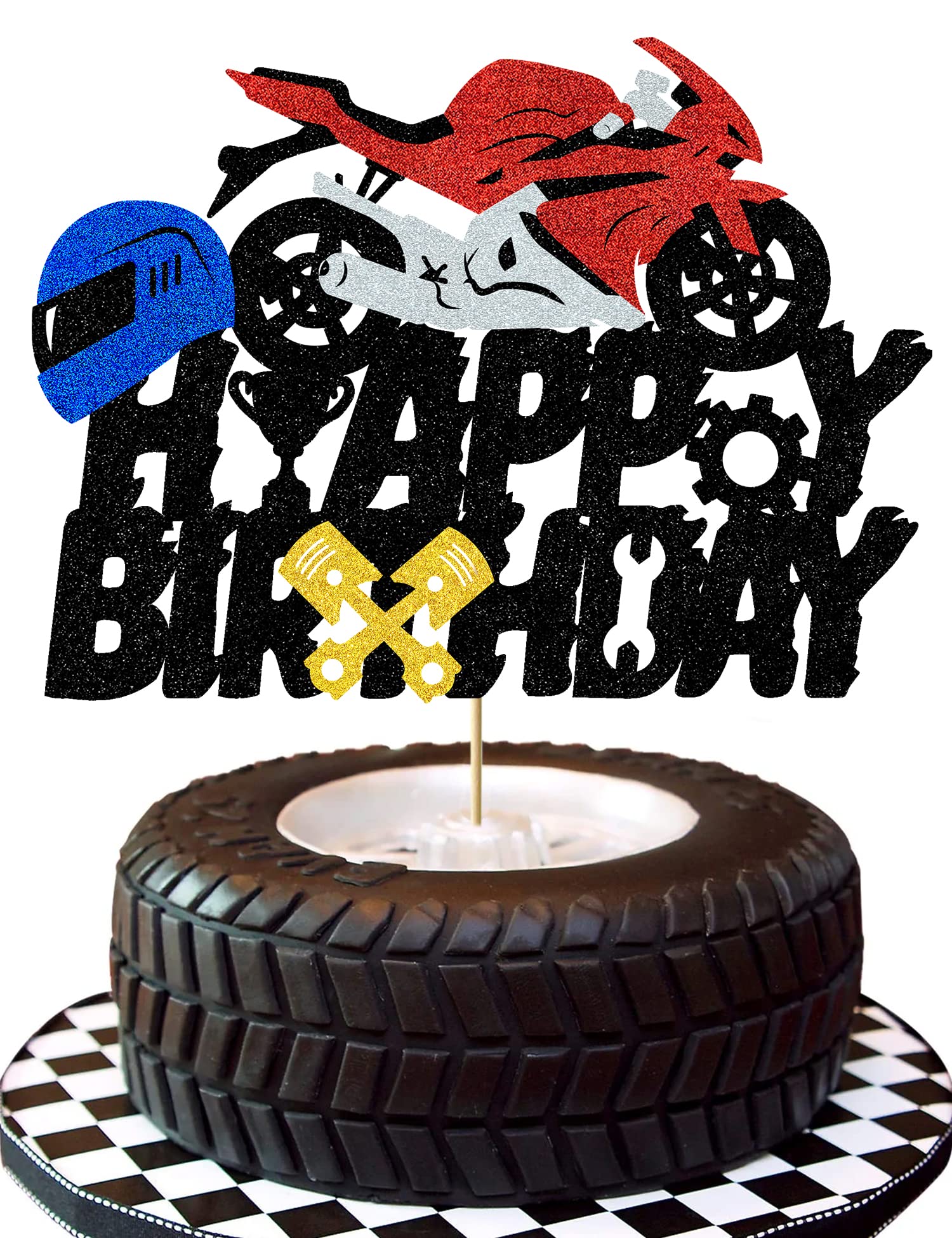 Motorcycle Cake Topper FEV6 Motorcycle Happy Birthday Cake Topper ...