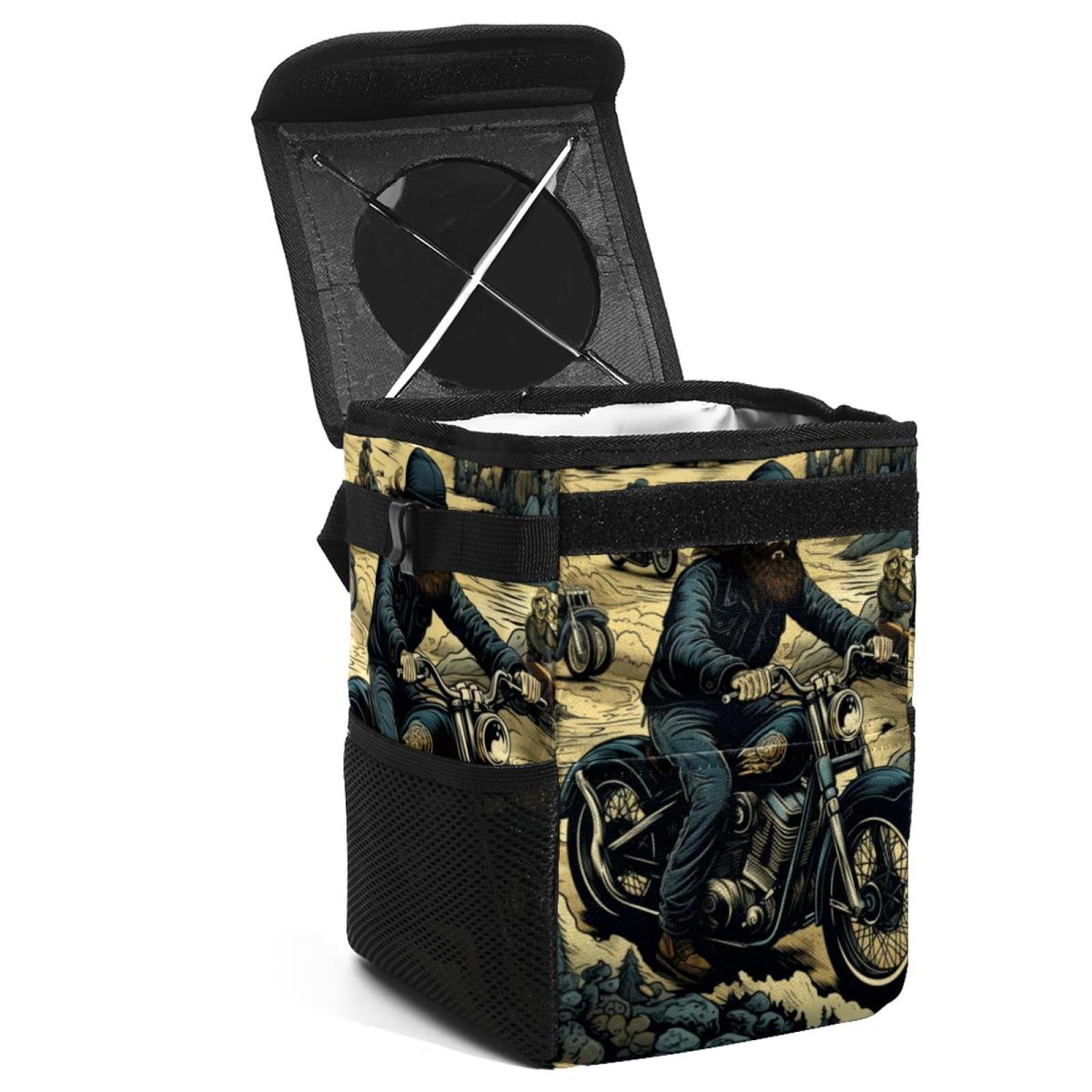 Motorcycle Car Trash Can: Foldable with Lid, Leak-Proof, Hanging ...