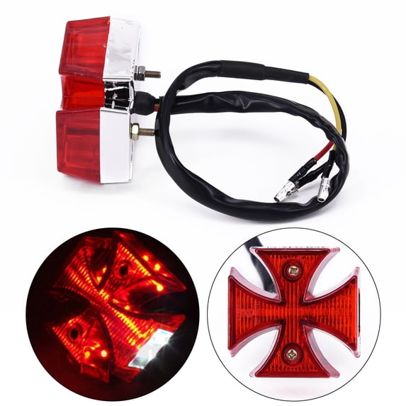 Motorcycle Choppers Dirt Bike Maltese Cross LED Rear License Plate Tail ...