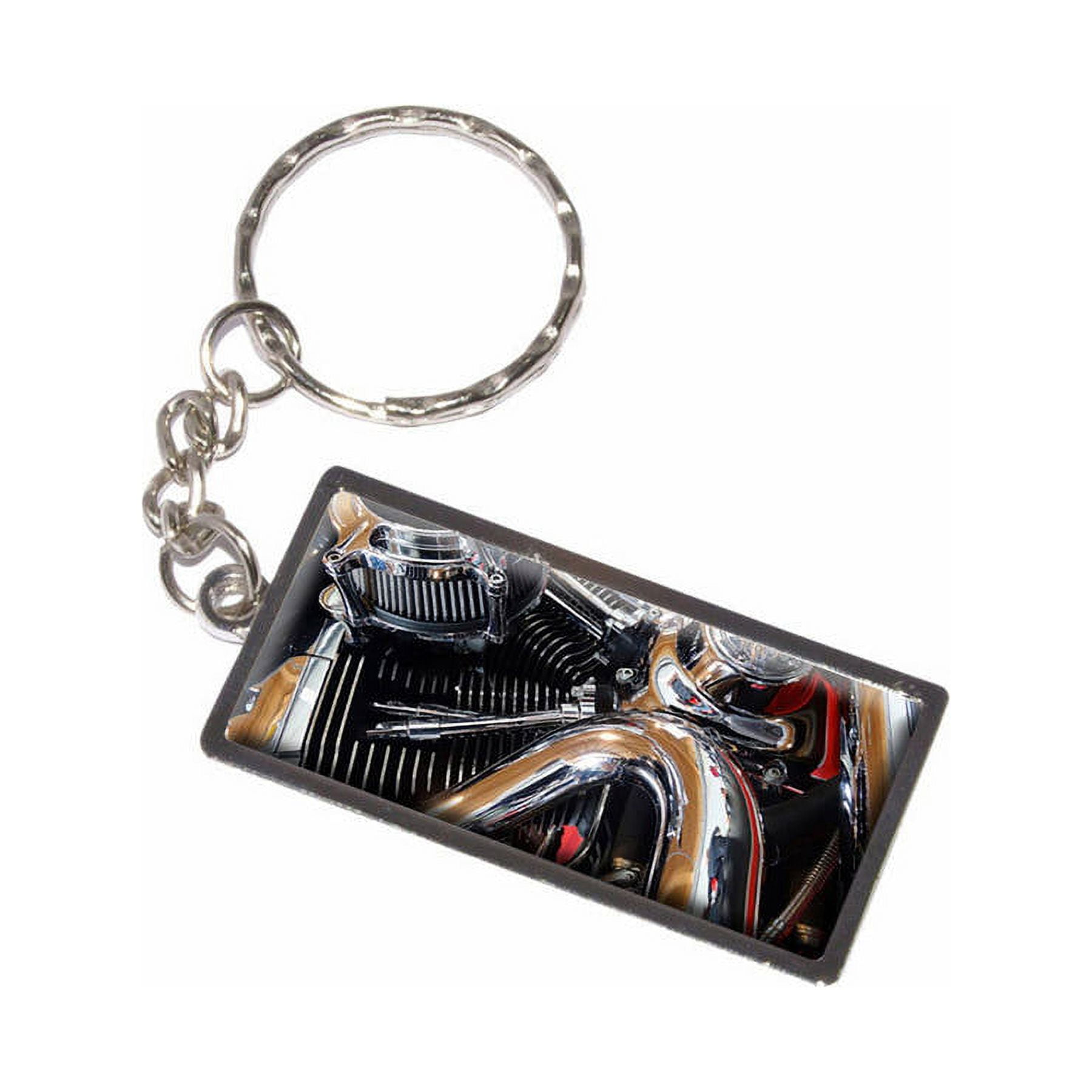 Motorcycle Chrome Motor Cylinder Exhaust Keychain Key Chain Ring ...