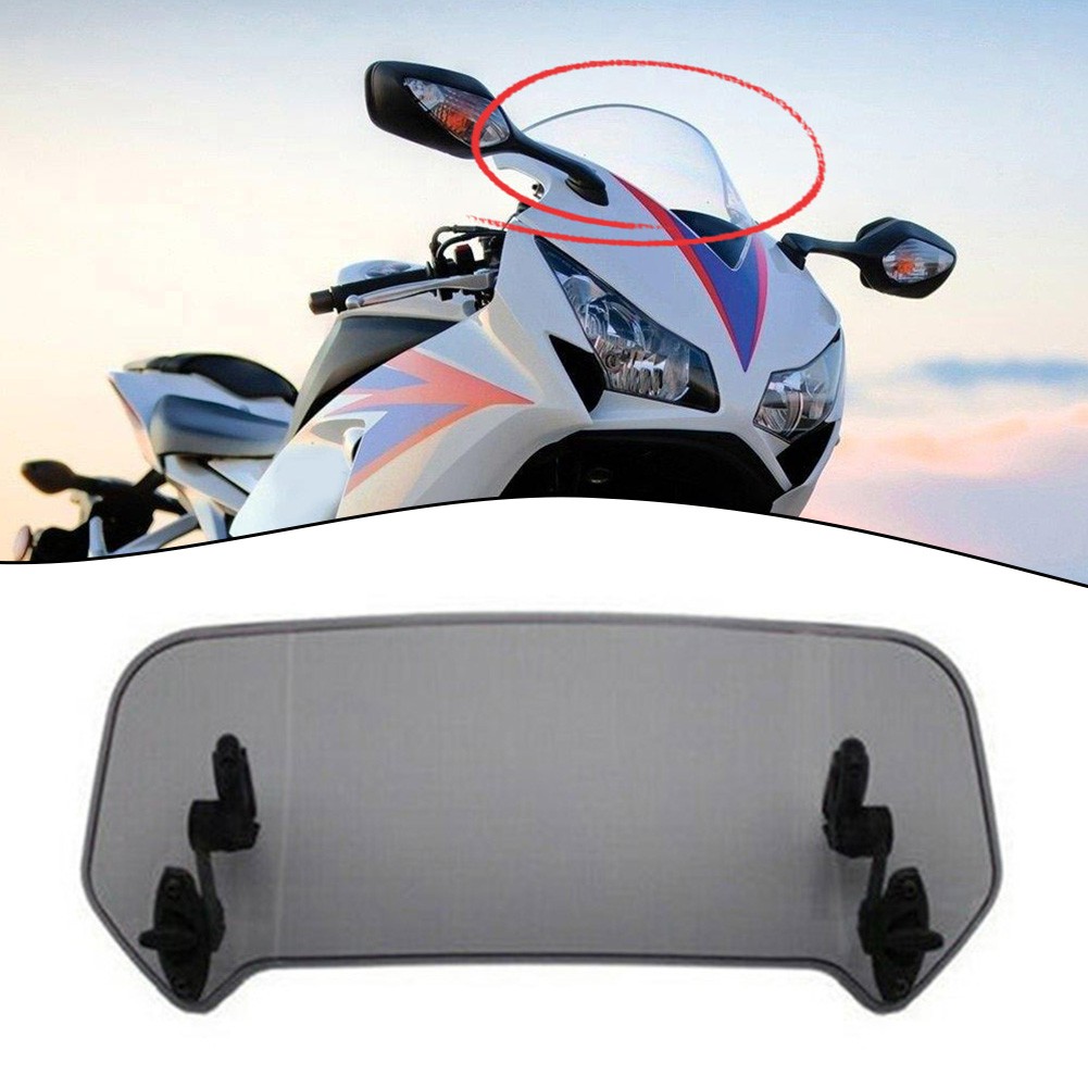 Motorcycle Clear Smoke Adjustable Clip On Windshield Extension Spoiler ...