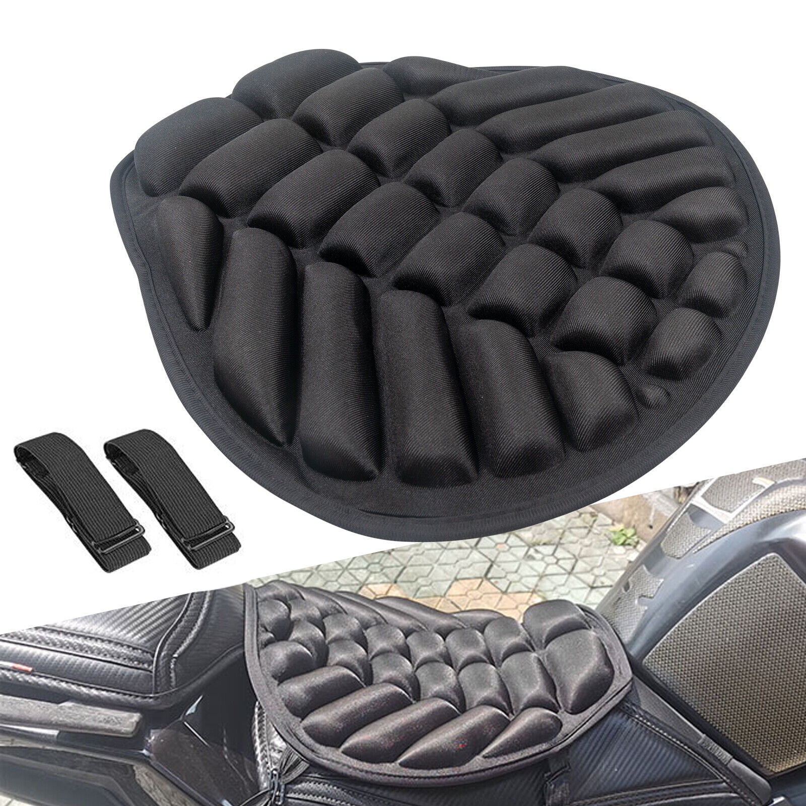 Motorcycle Comfort Gel Seat Cushion, Black Lycra Sponge Shock Pad ...