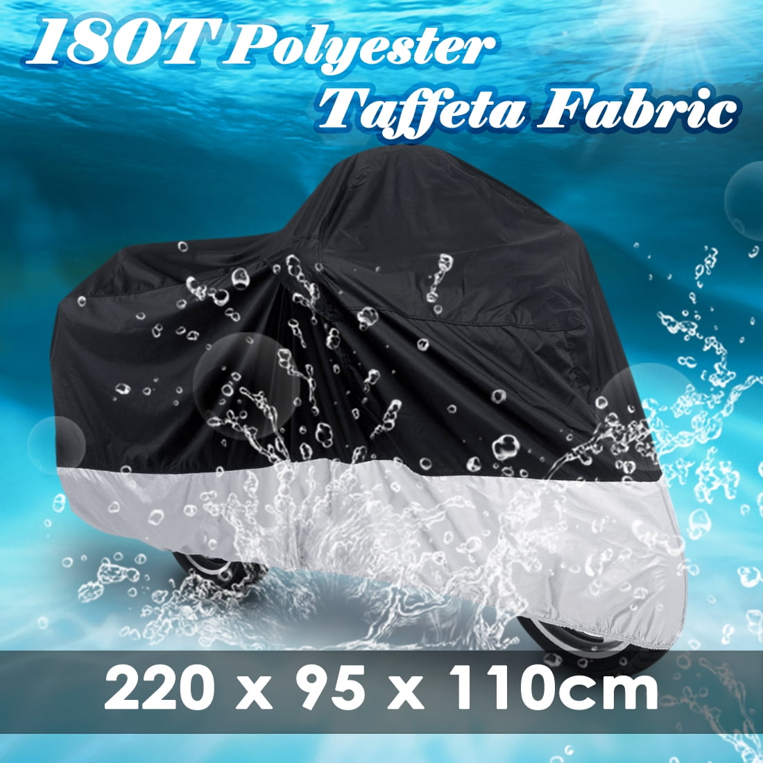 Motorcycle Cover Outdoor Waterproof L 180T Black Silver Tone for Harley ...