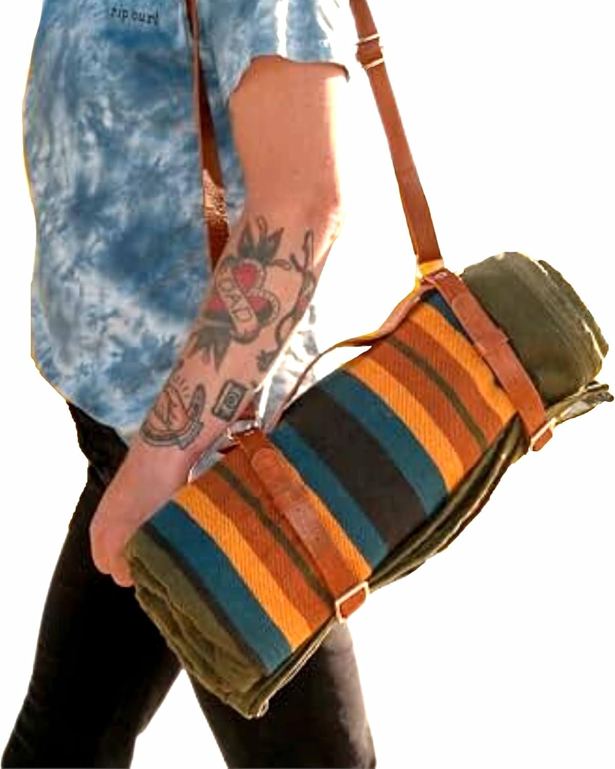 Motorcycle/Cowboy Bedroll - Waxed Canvas Blanket with Vegan Leather ...