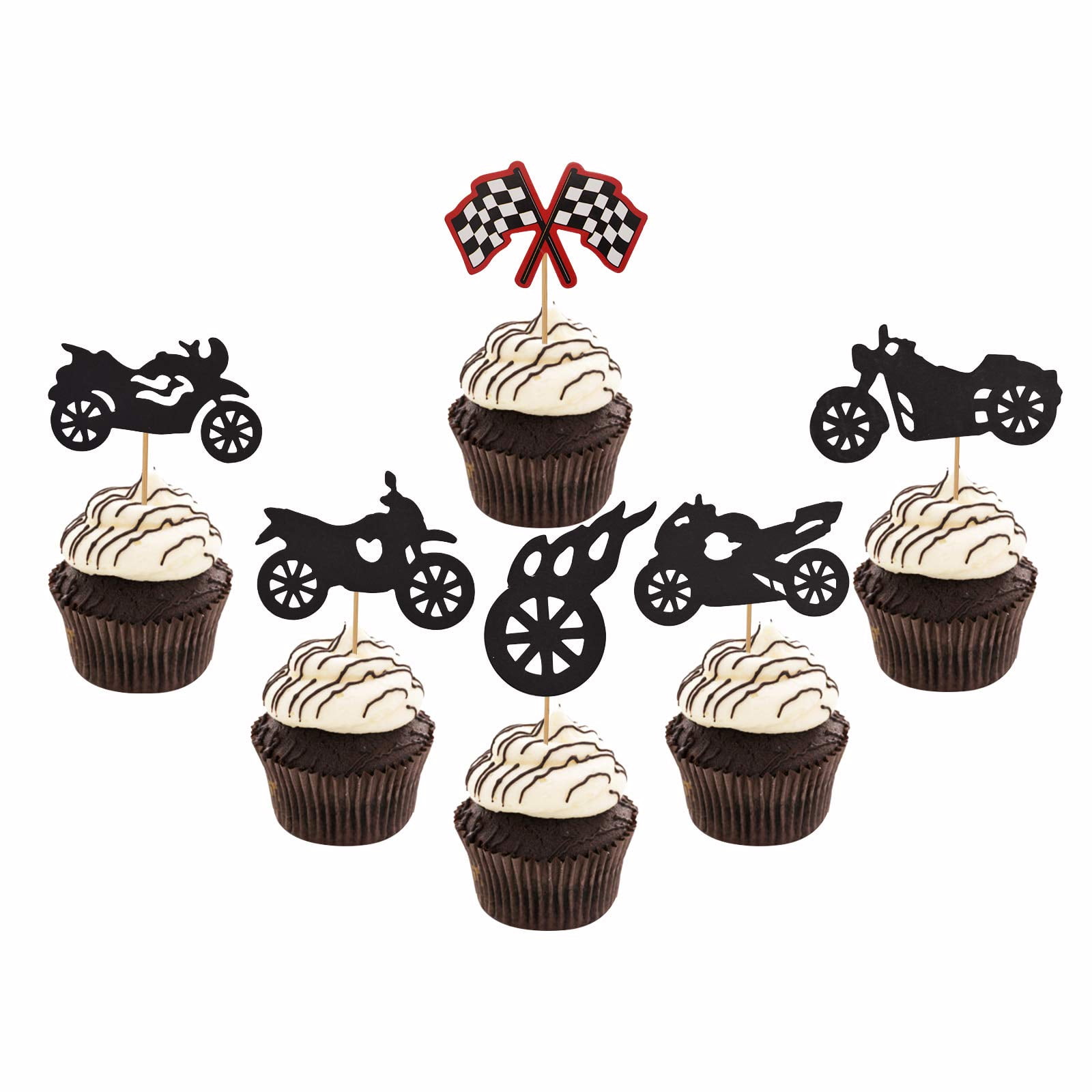 Motorcycle Cupcake Toppers for Motorcycle Theme Party Decorations ...