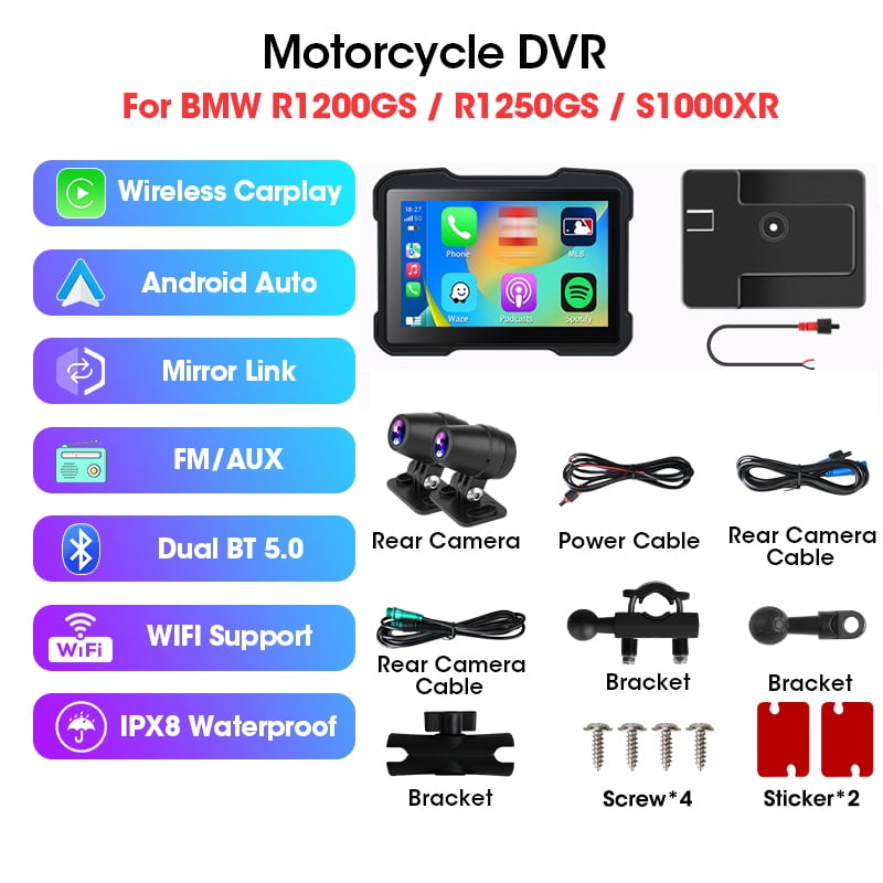 Motorcycle DVR For BMW R1200/R1250/S1000X Registrar Carplay Android ...