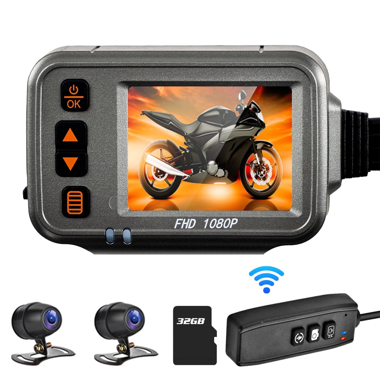 Motorcycle Dash Cam,WiFi Dual 1080p Motorbike Camera ,120° Wide Angle ...