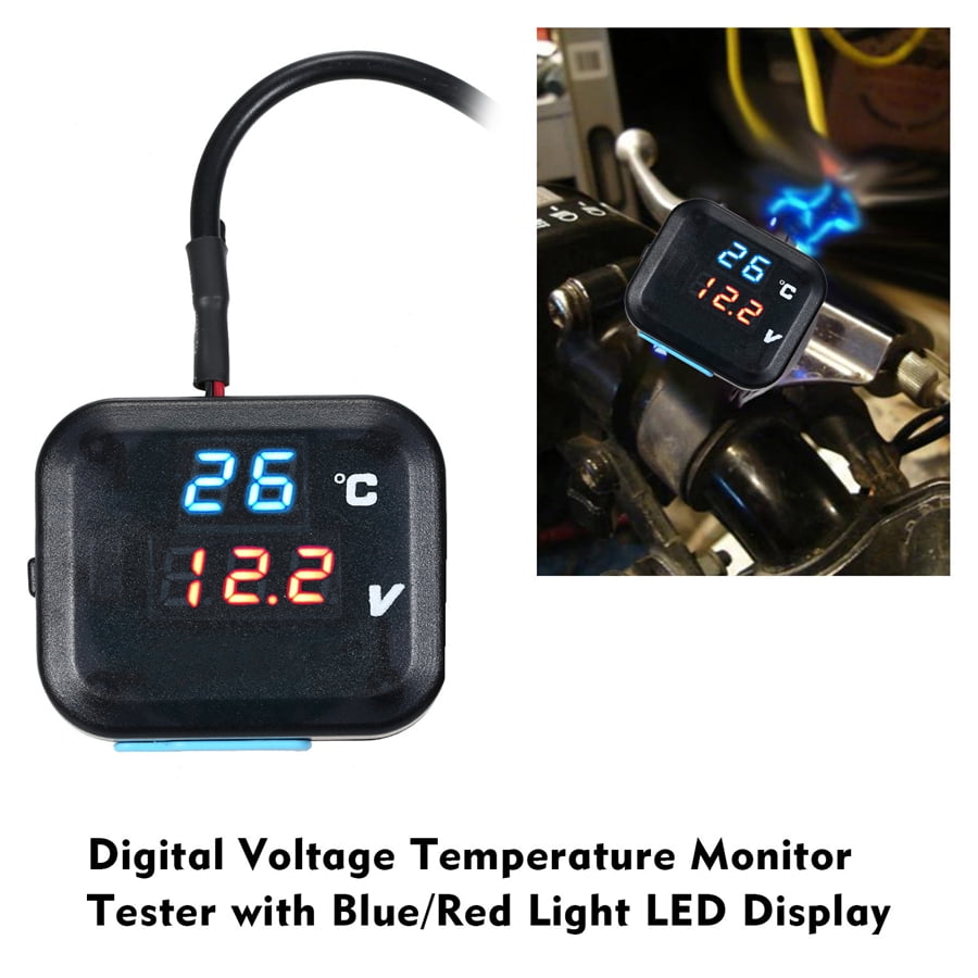 Motorcycle Digital Temp Gauge Voltmeter Thermometer USB Phone Charger ...