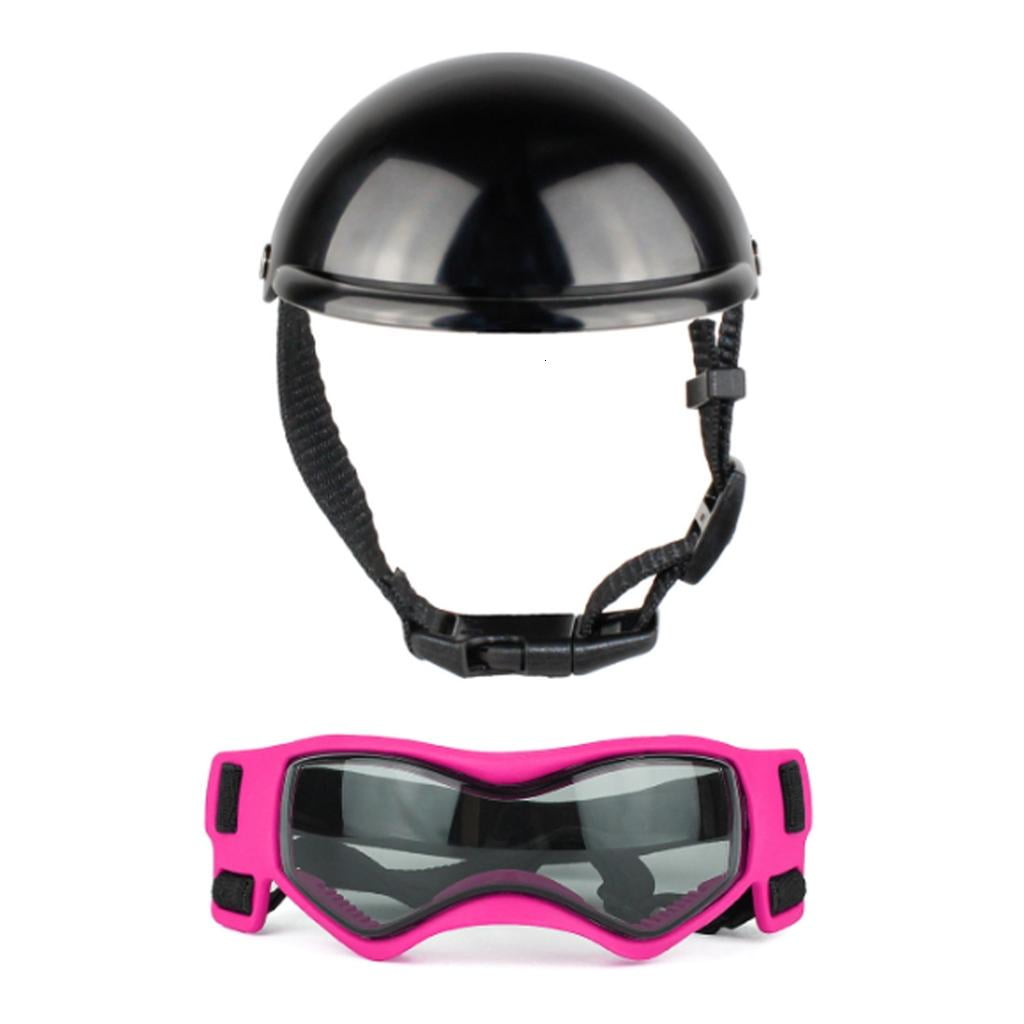 Motorcycle Dog Helmet with Ear Hole Helmet+ Sunglasses Set Dog Cap Dog ...